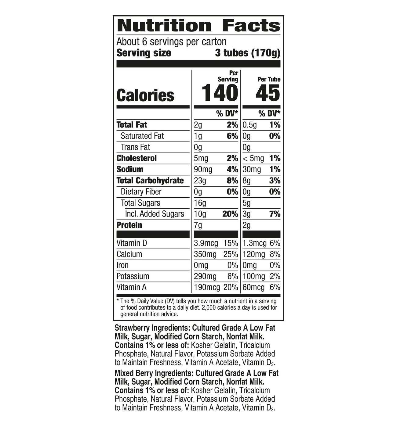 Yoplait Simply GoGurt Low Fat Strawberry and Mixed Berry Yogurt Tubes ...