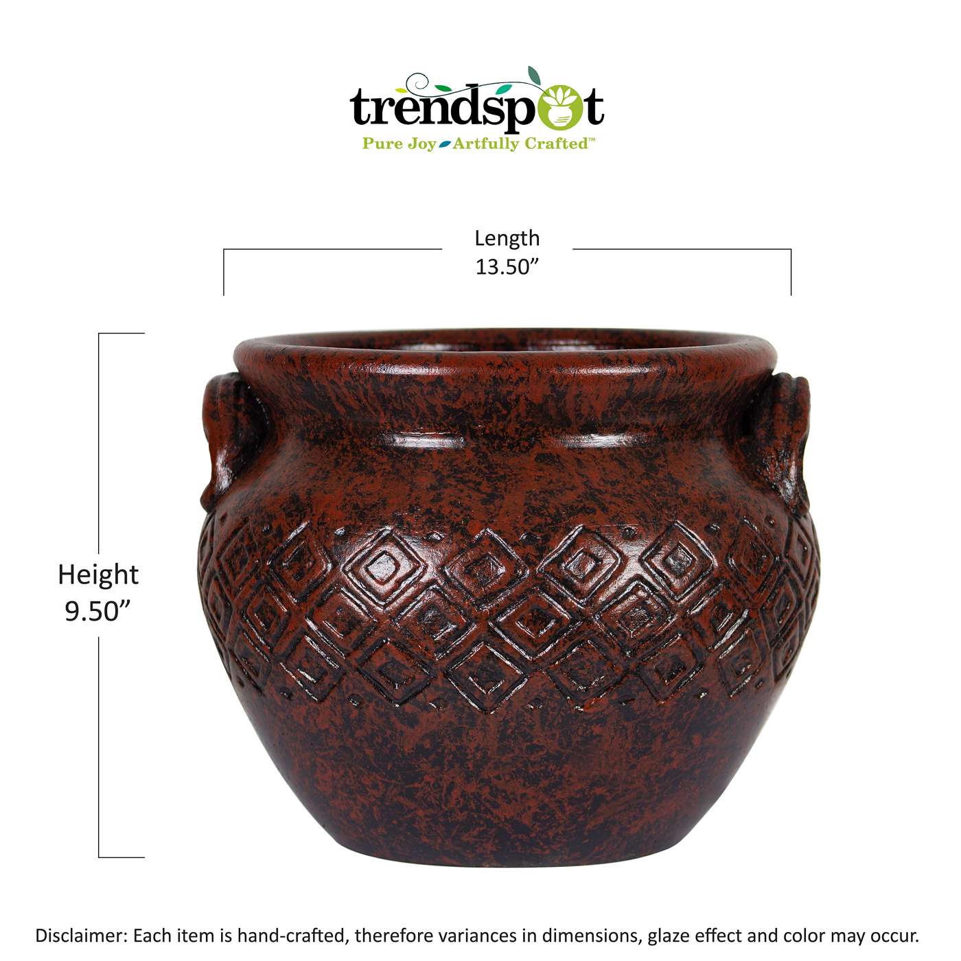 Trendspot Tulum Bean Pot Clay Planter - - Red - Shop Pots & planters at ...