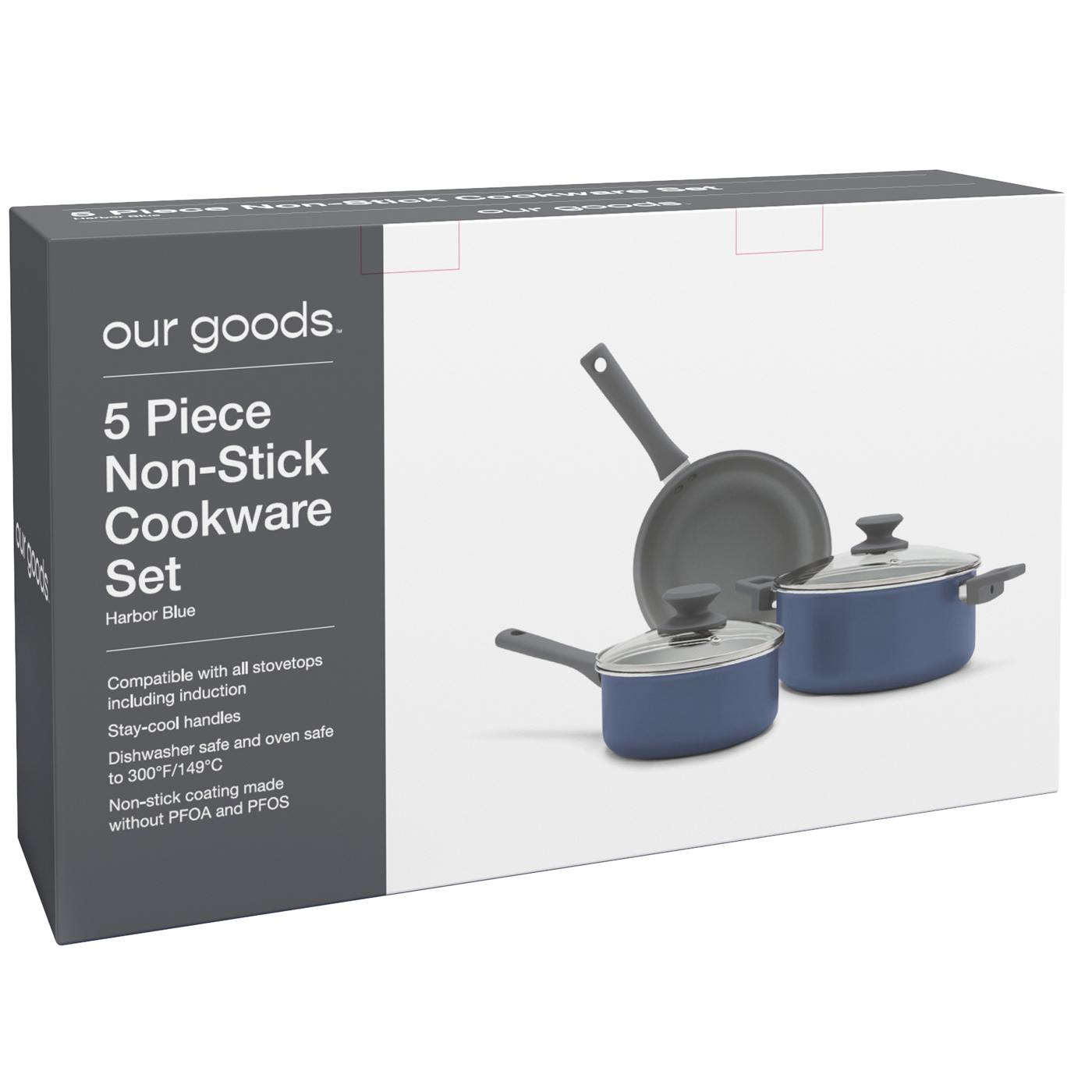 our goods Non-Stick Cookware Set - Harbor Blue - Shop Cookware sets at ...