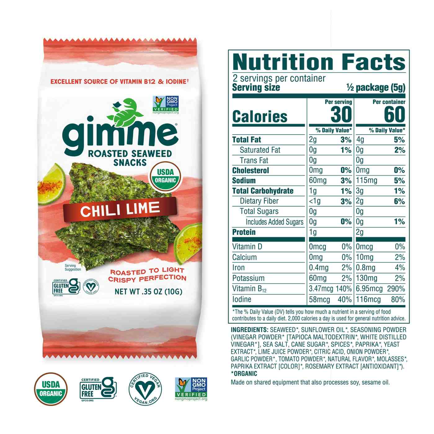 Gimme Roasted Seaweed Snack Chili Lime - Shop Chips at H-E-B