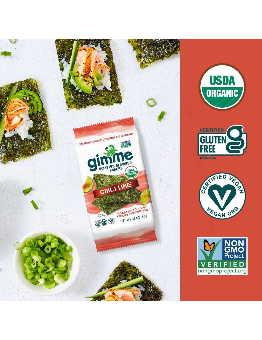 gimme Roasted Seaweed Snack Packs - Chili Lime - Shop Chips at H-E-B