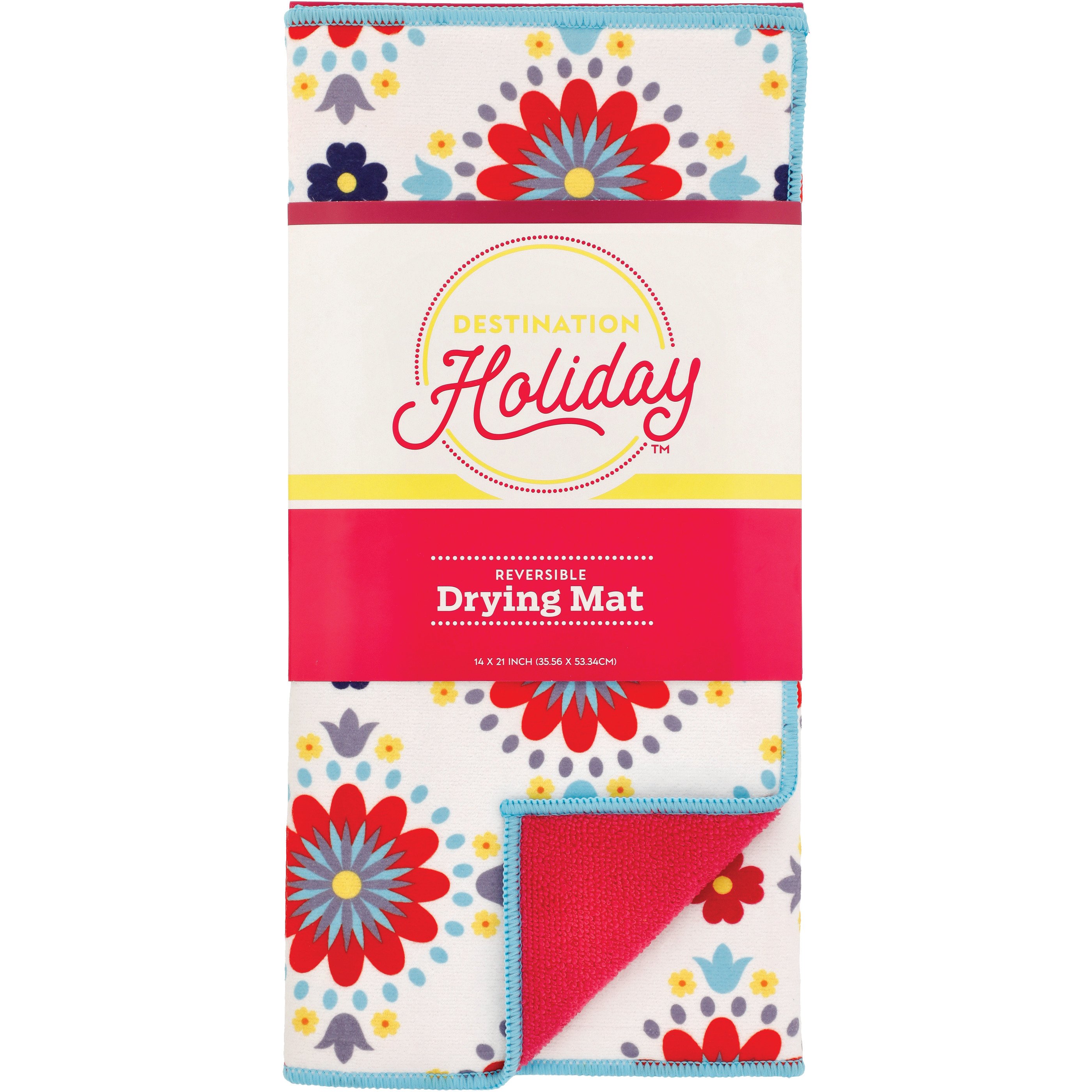 Destination Holiday Festive Florals Reversible Fiesta Drying Mat - Shop ...