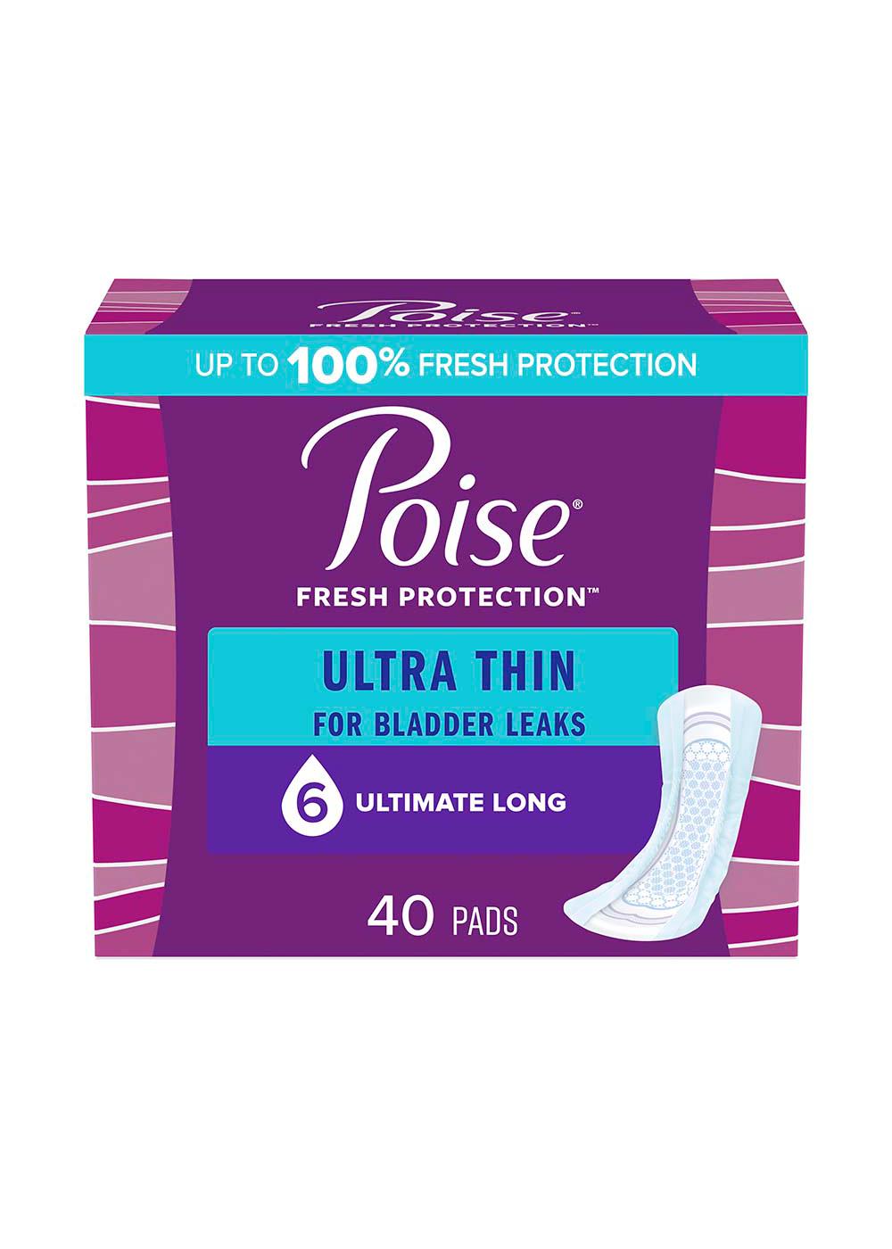 Poise Ultra Thin Long Incontinence Pads - 6 Drop Ultimate - Shop ...