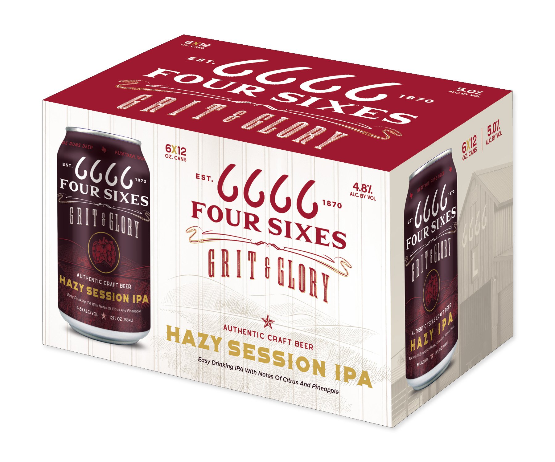 Grit & Glory Four Sixes 6666 Hazy Session IPA Craft Beer 6 pk Cans ...