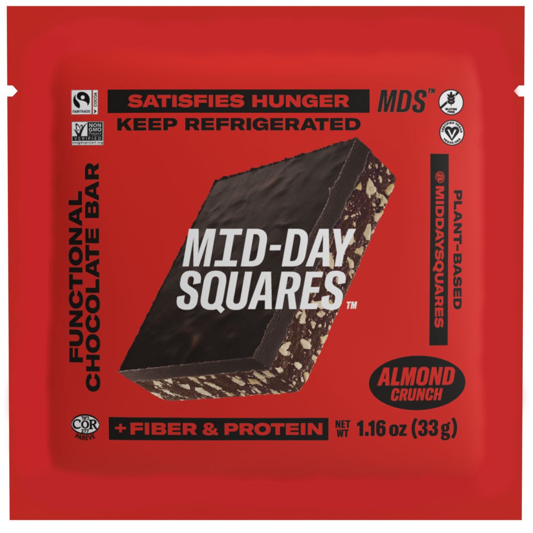 Midday Squares Almond Crunch Refrigerated Chocolate Bar, 1.16 oz ...
