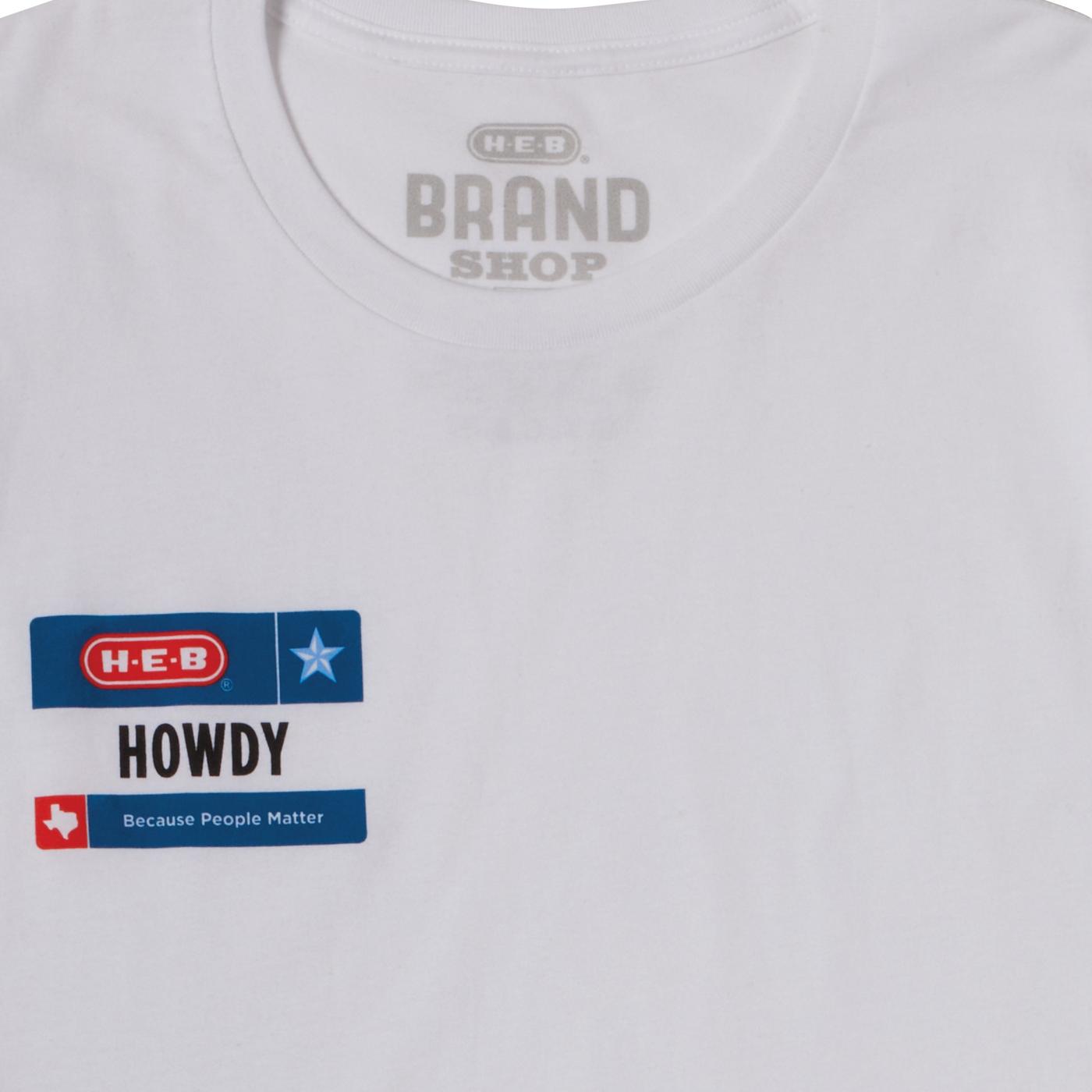H-E-B Brand Shop Howdy Nametag Adult T-Shirt - White - Shop Shirts ...