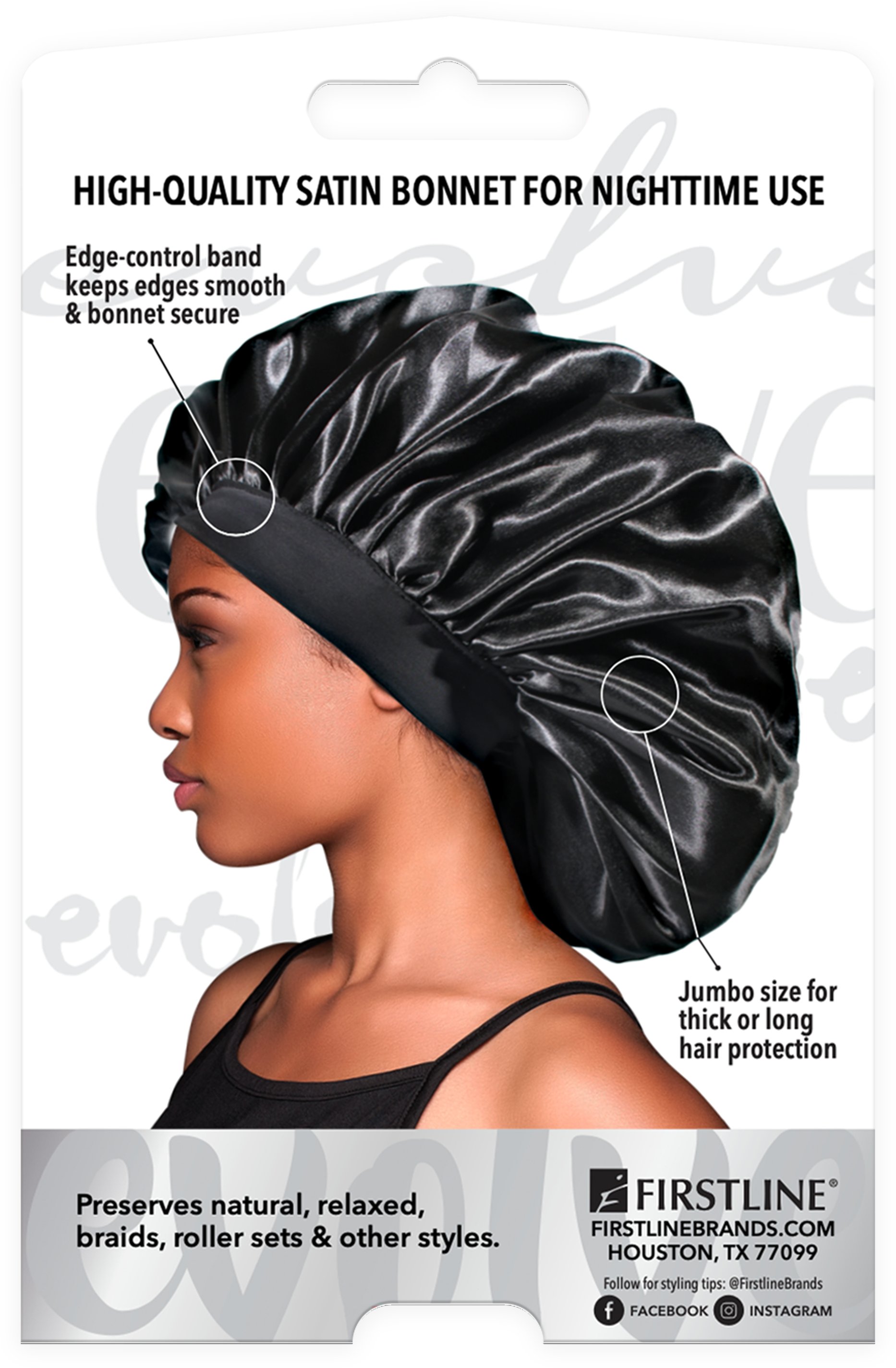 Evolve Satin Wide Edge Jumbo Black Bonnet - Shop Hair accessories at H-E-B