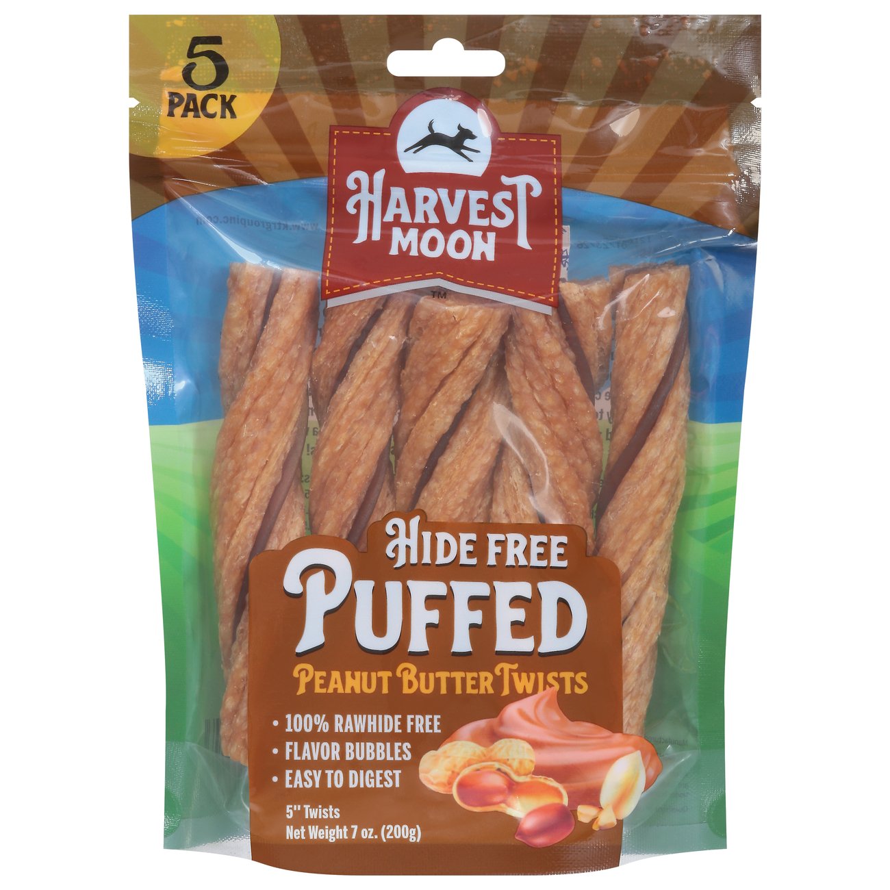 Harvest Moon Peanut Butter Puffed Twists Dog Treats - Shop Bones ...