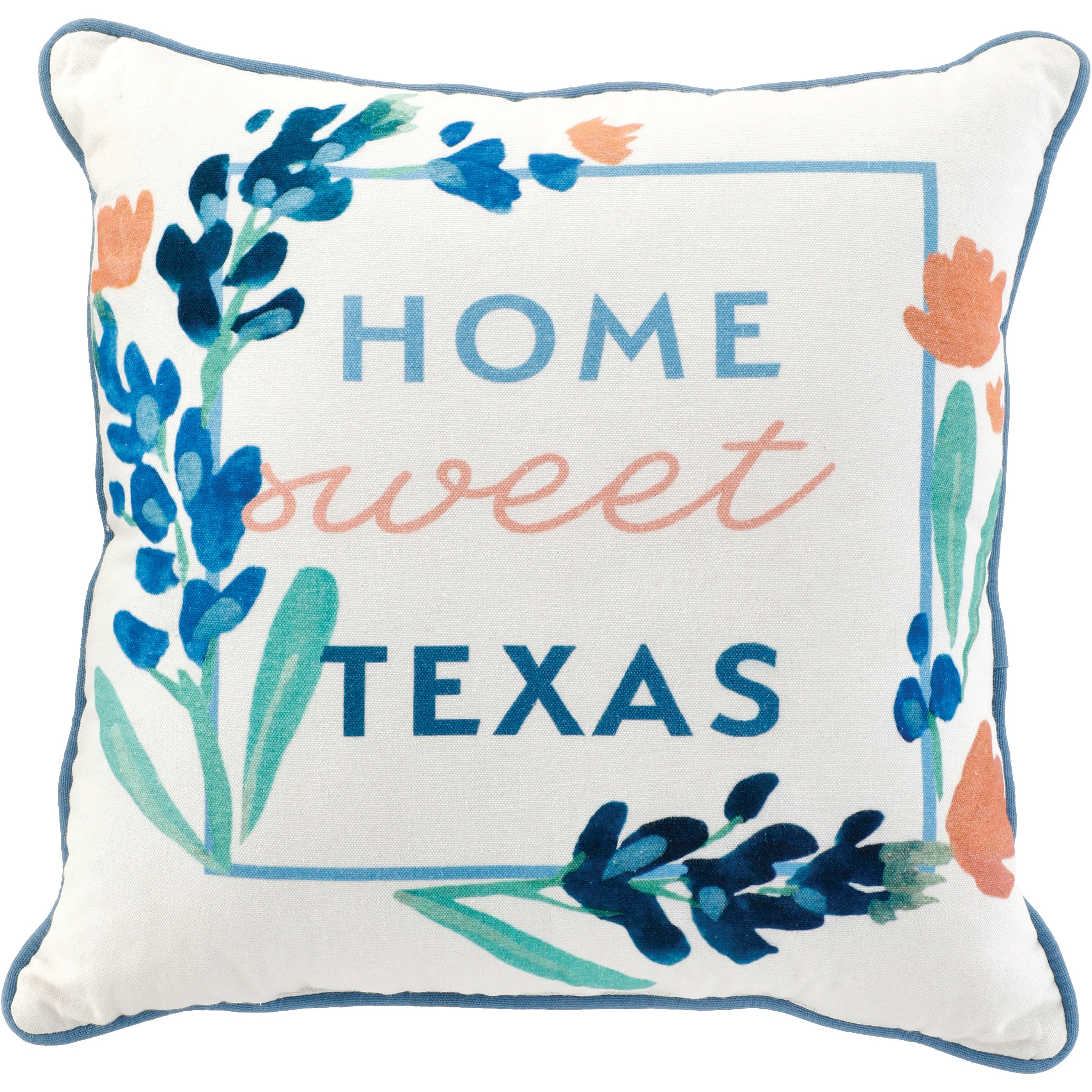 Destination Holiday Home Sweet Texas Bluebonnet Square Throw Pillow ...