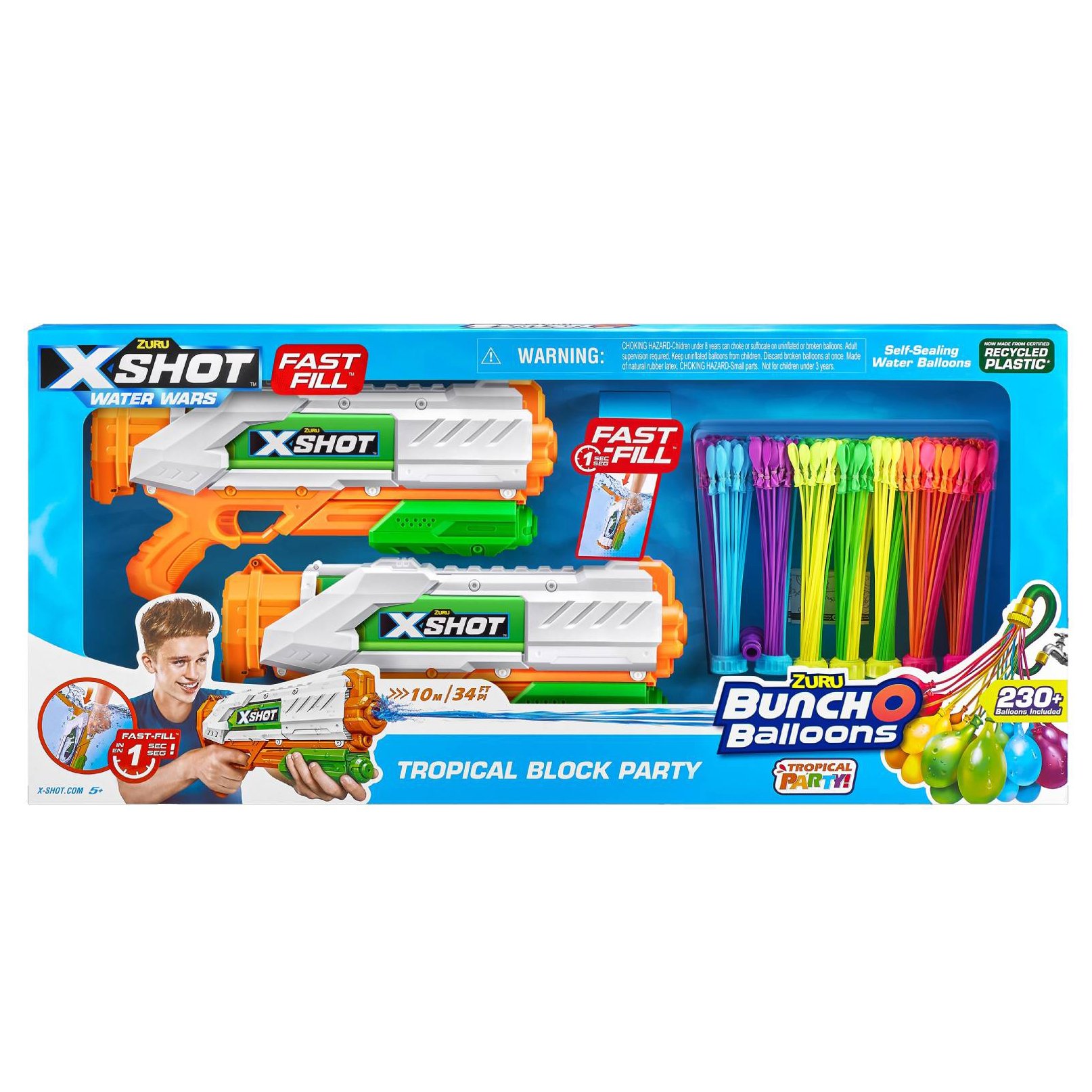Zuru X-Shot Fast-Fill Water Wars Tropical Block Party Blaster Set ...