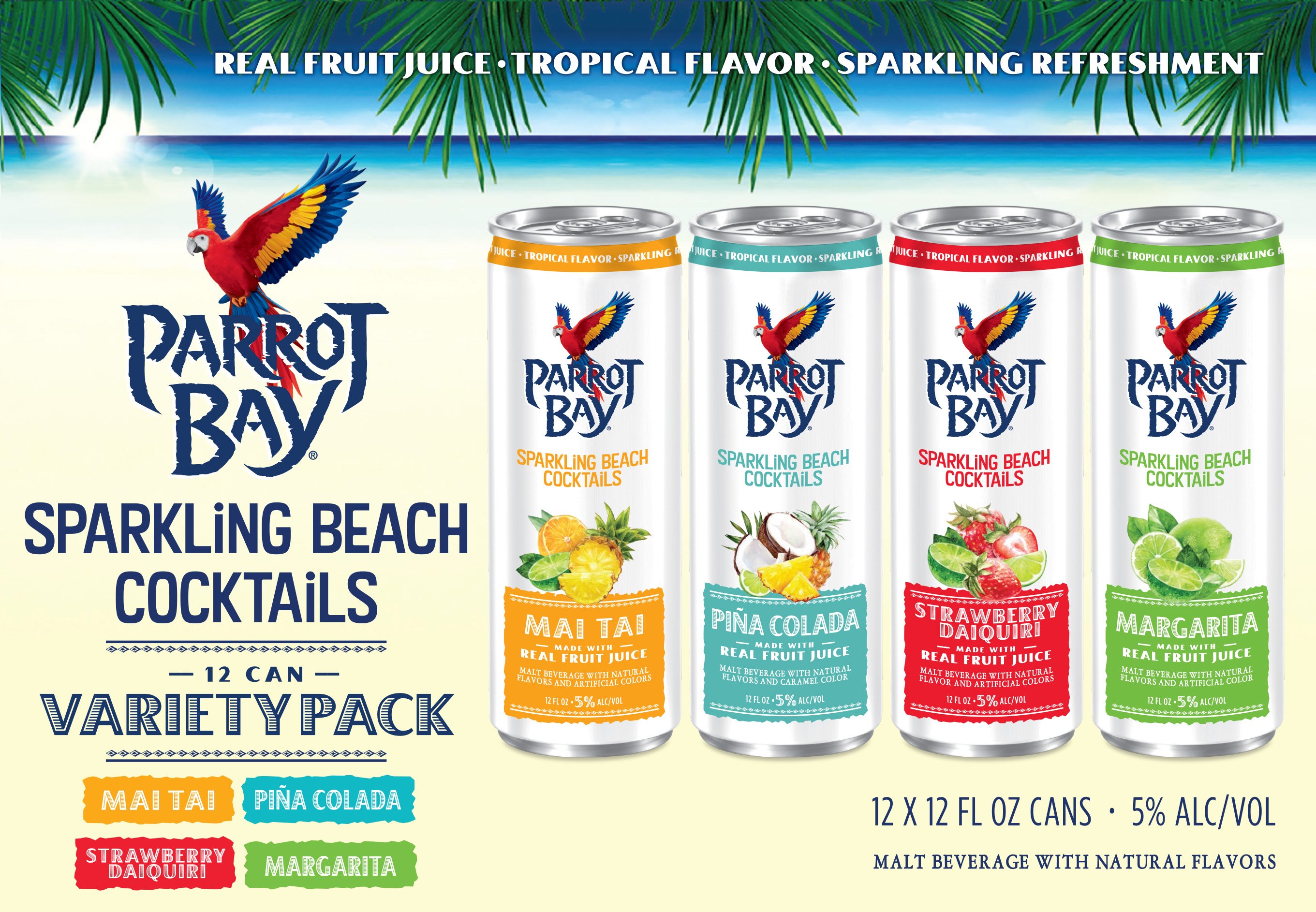 Parrot Bay Sparkling Beach Cocktails Variety Pack 12 oz Cans - Shop ...