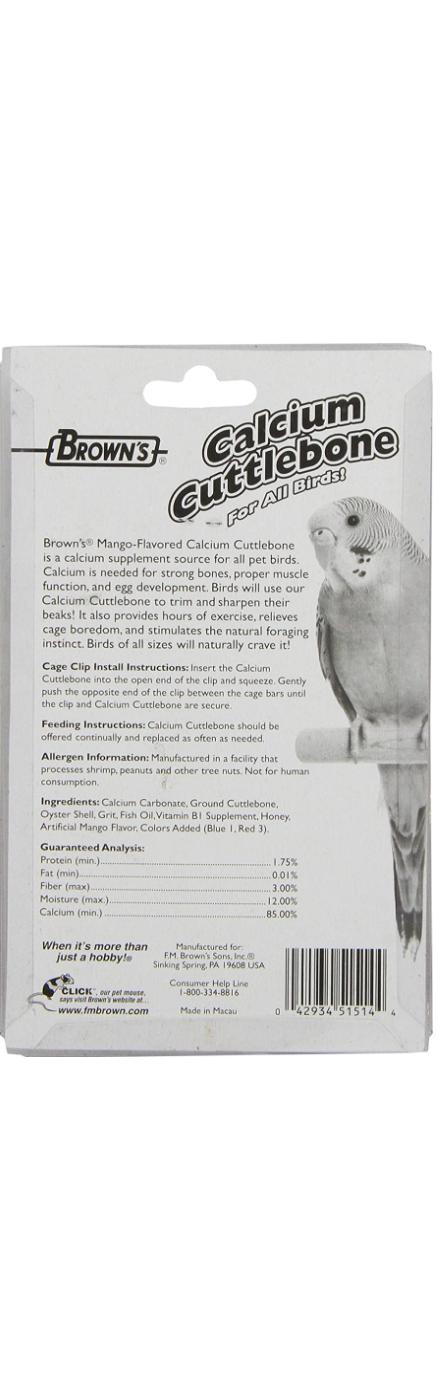 FM Browns Mango Flavored Calcium Cuttlebone for Pet Birds - Shop ...