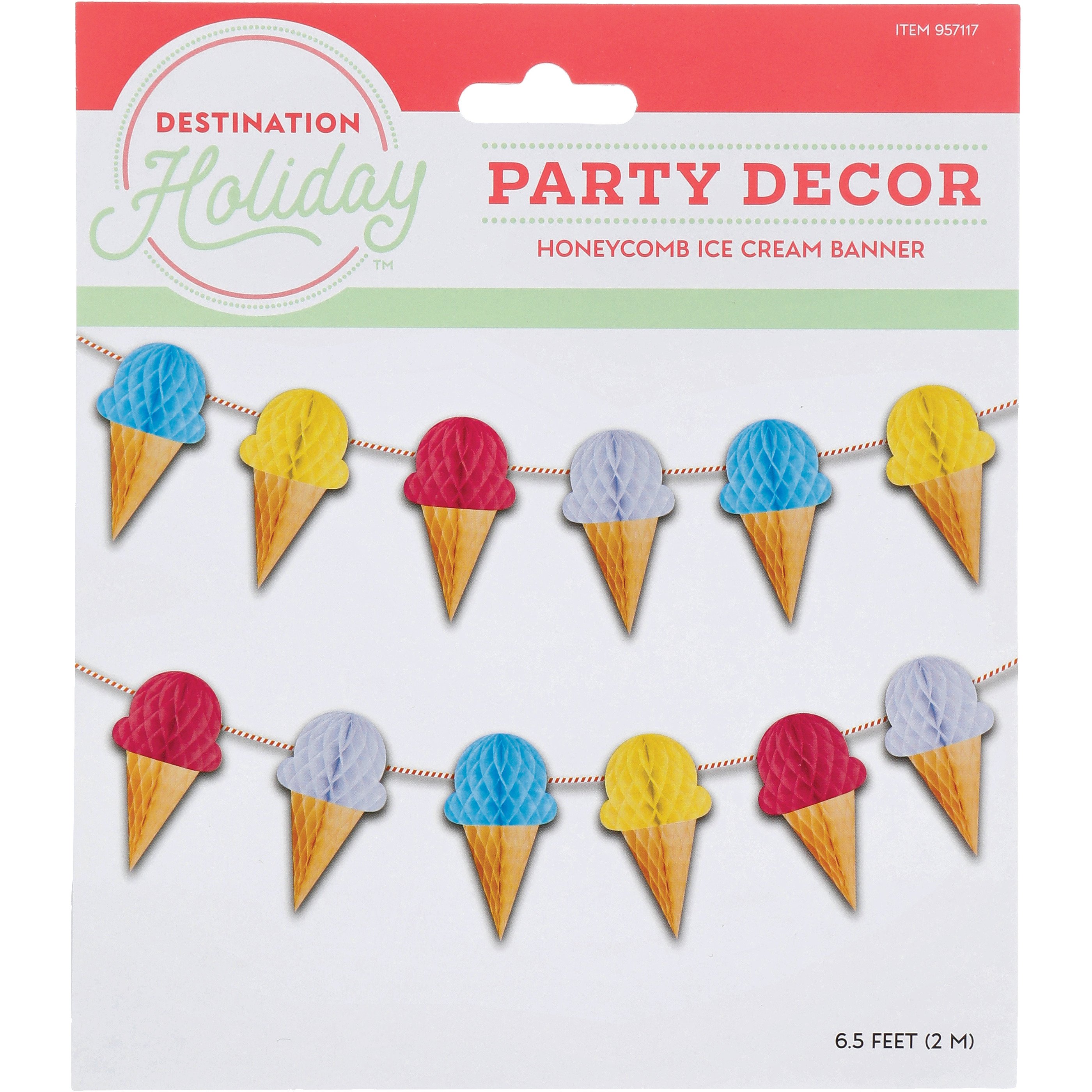 Destination Holiday Honeycomb Ice Cream Shape Summer String Banner ...