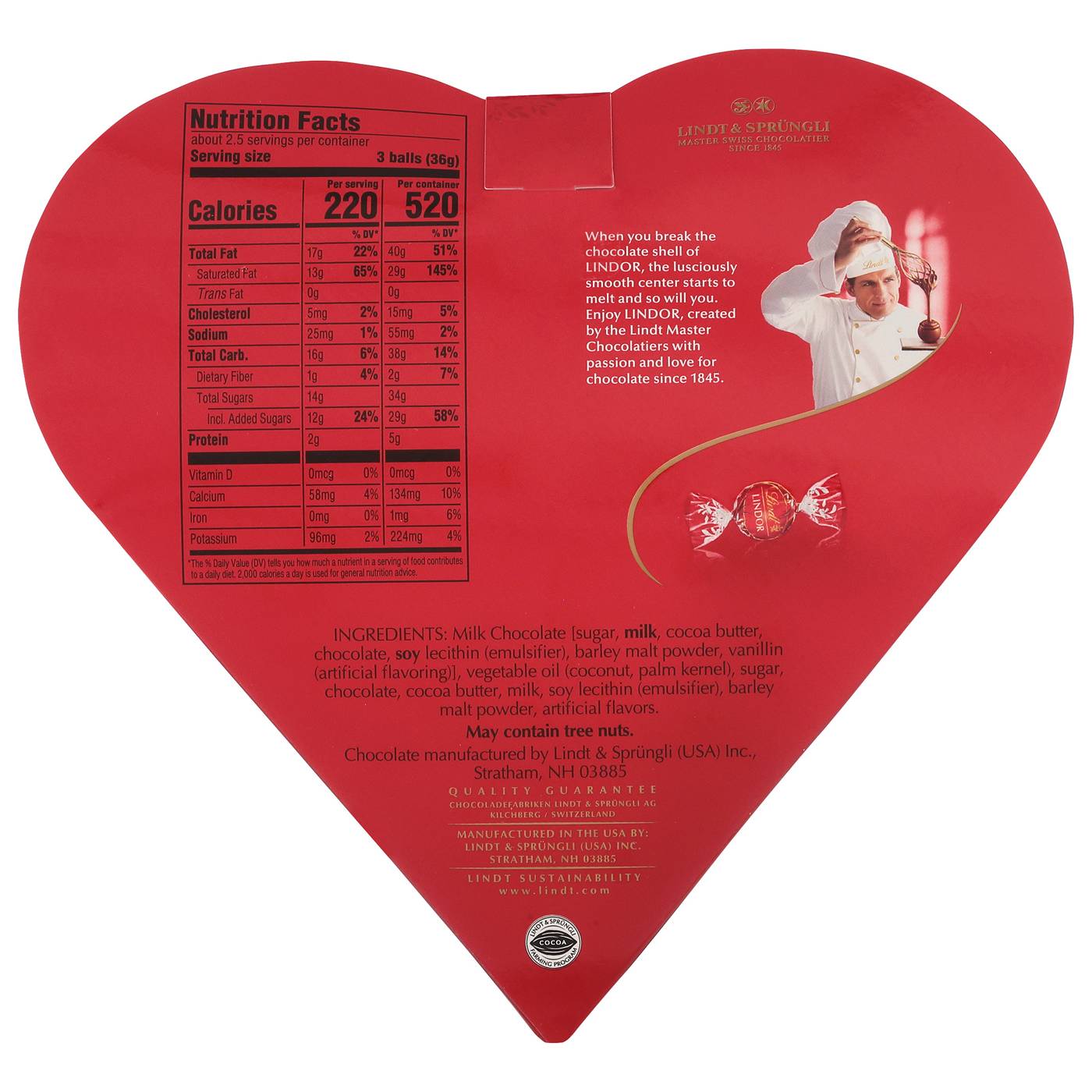 Lindt Lindor Milk Chocolate Truffles Valentine's Heart Gift Box - Shop ...