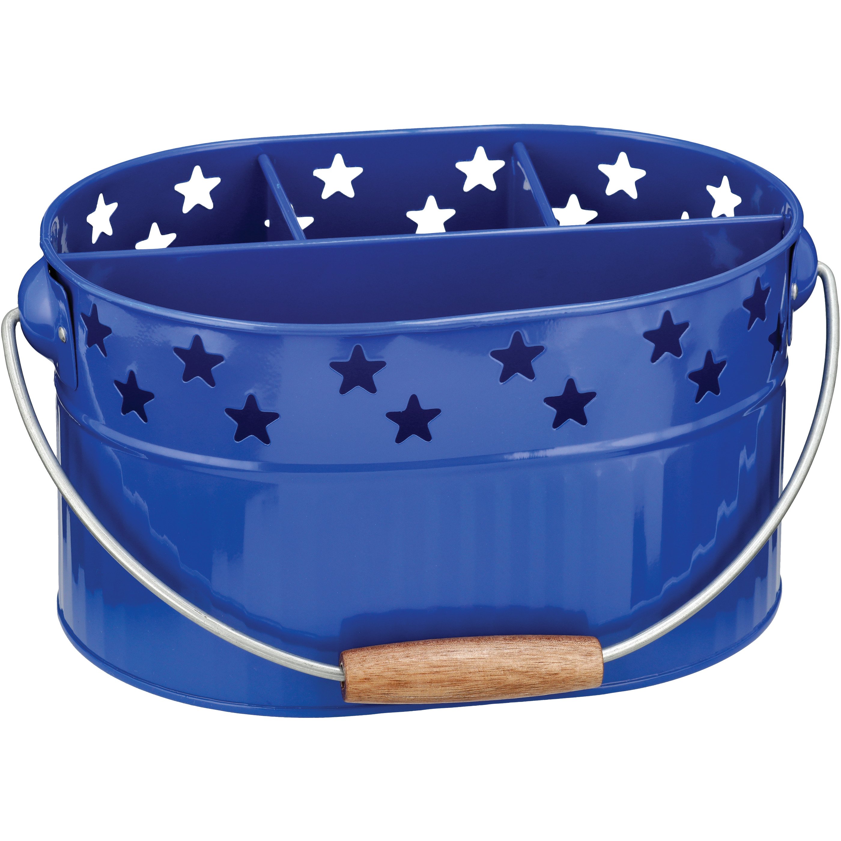 Destination Holiday Star Cut Out Rim Galvanized Patriotic Utensil Caddy ...