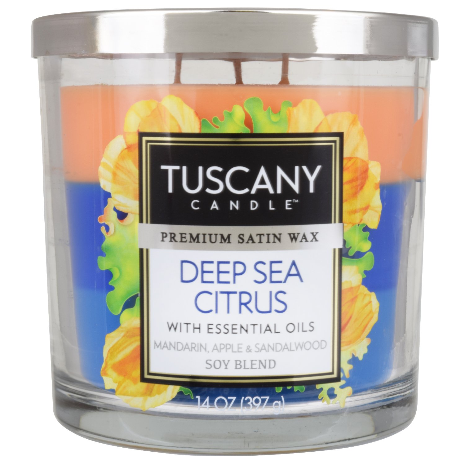 Tuscany Candle Premium Satin Wax Deep Sea Citrus Scented Triple Pour ...