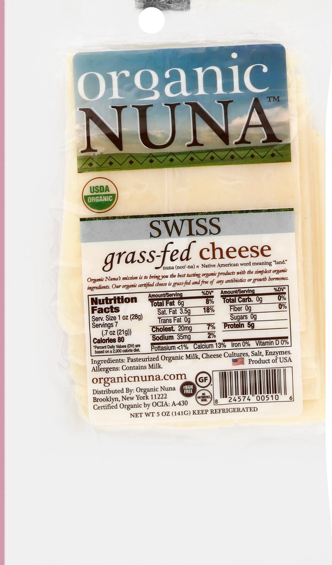 Organic Nuna Grass-Fed Sliced Swiss Cheese - Shop Cheese at H-E-B