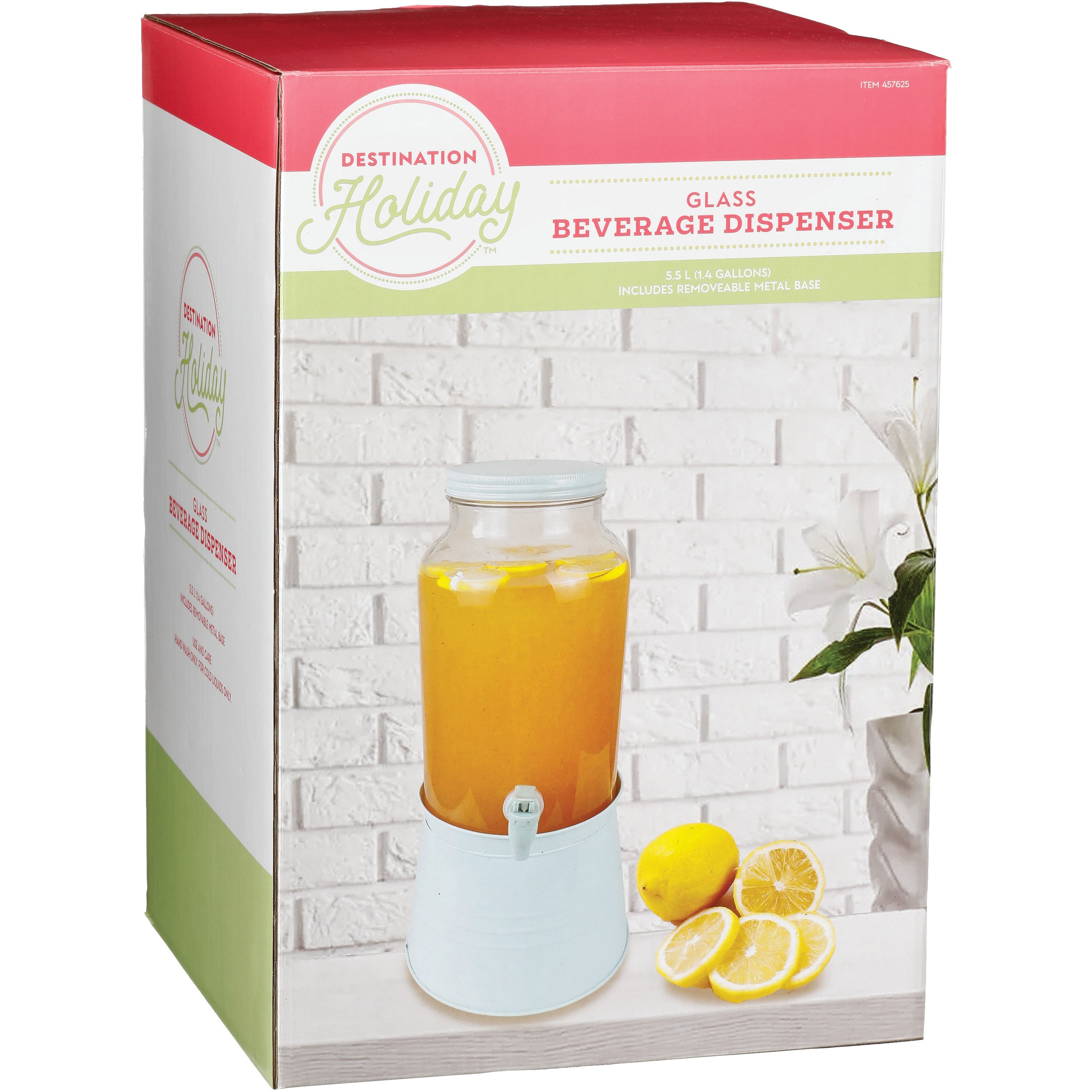 Destination Holiday Summer Glass Beverage Dispenser with Base - Shop ...