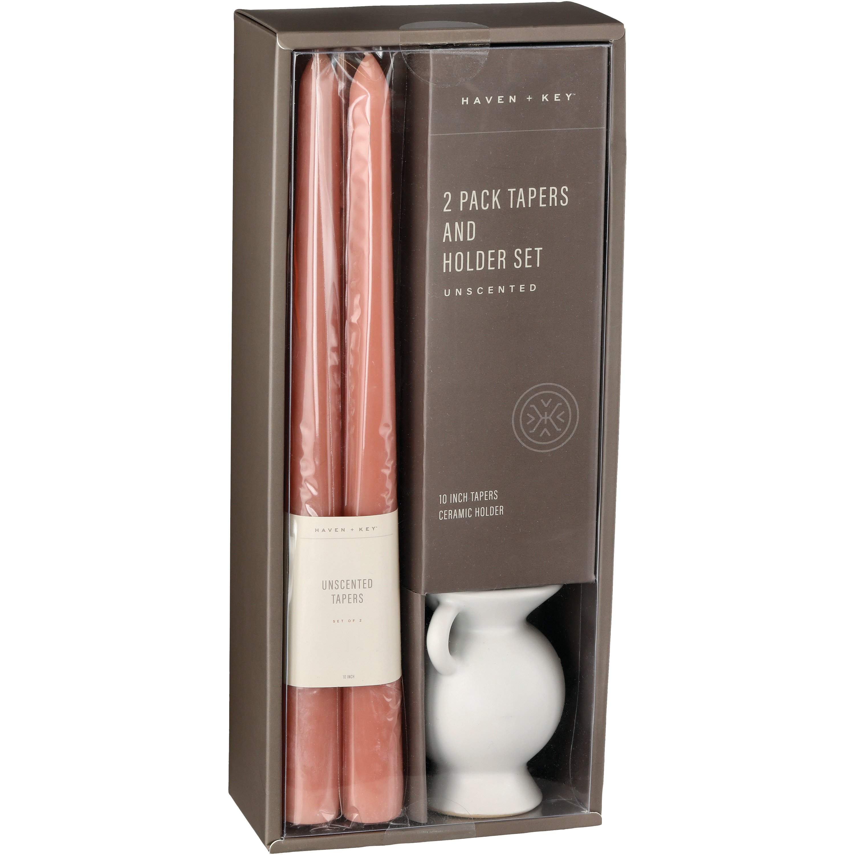 Haven + Key Unscented Taper Candles & Holder Set, 2 pk - Shop Candles ...