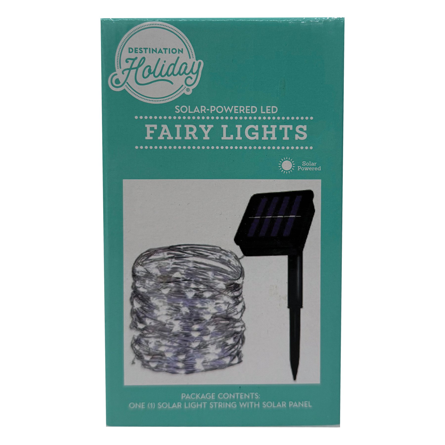 Destination Holiday Solar-Powered LED Fairy String Lights - White ...