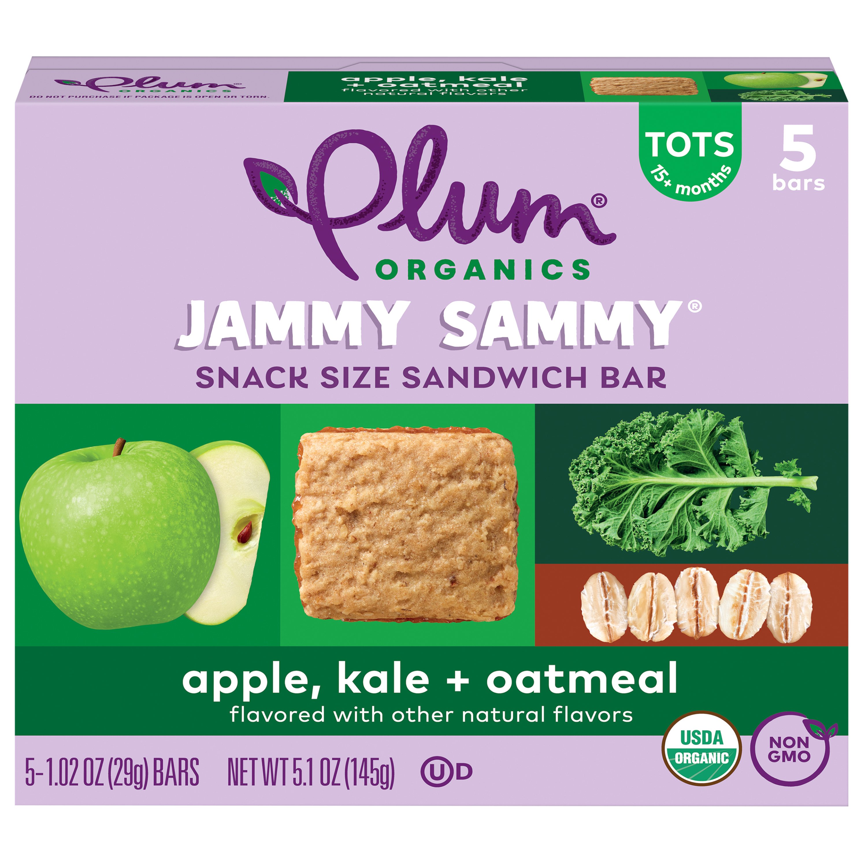 Plum Organics Jammy Sammy Snack Size Sandwich Bars - Apple Kale ...