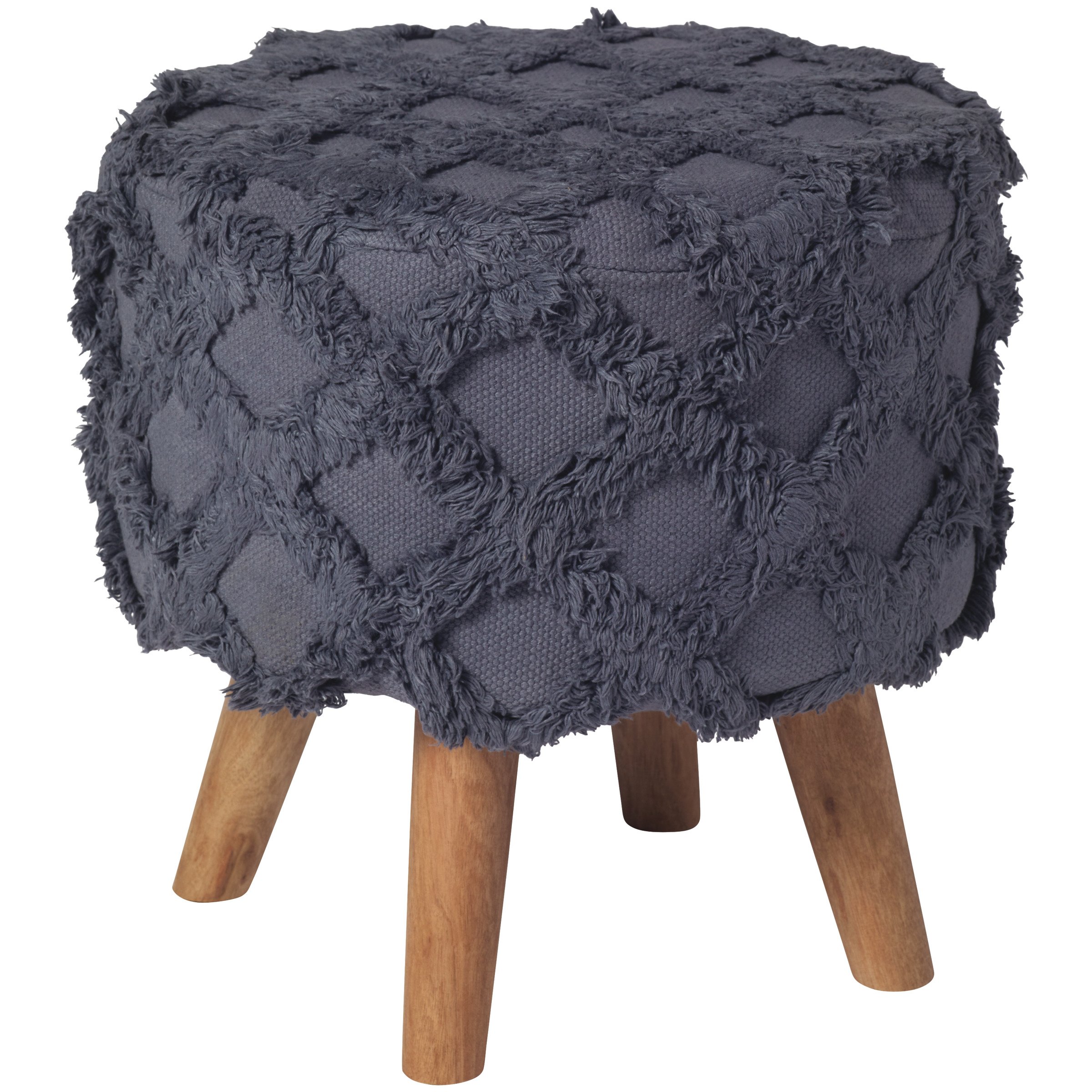 Haven + Key Fringe Pattern Round Pouf Footstool - Blue - Shop Seasonal ...