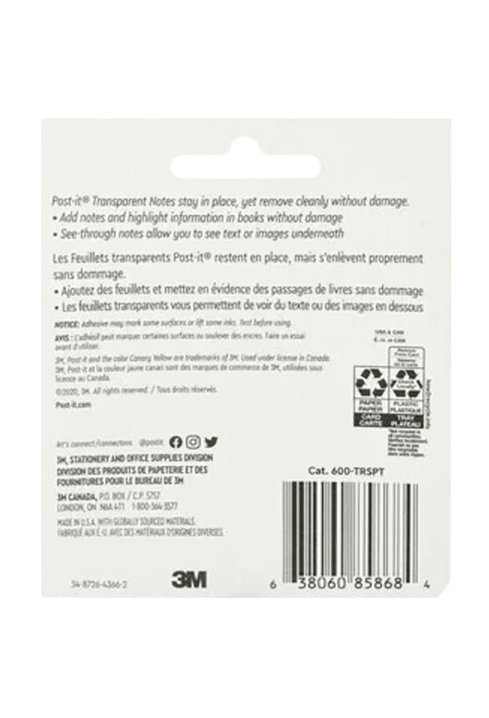 Post-it Transparent Sticky Notes - Clear, 36 Ct - Shop Sticky notes ...