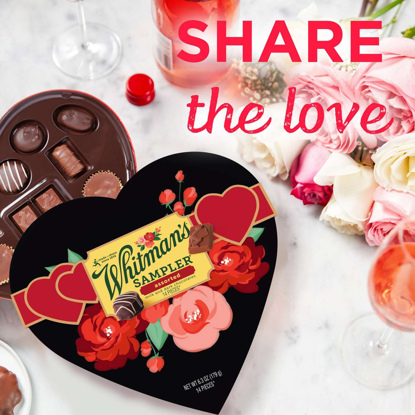 Whitman's Sampler Assorted Chocolates Valentine's Heart Gift Box, 14 pc ...