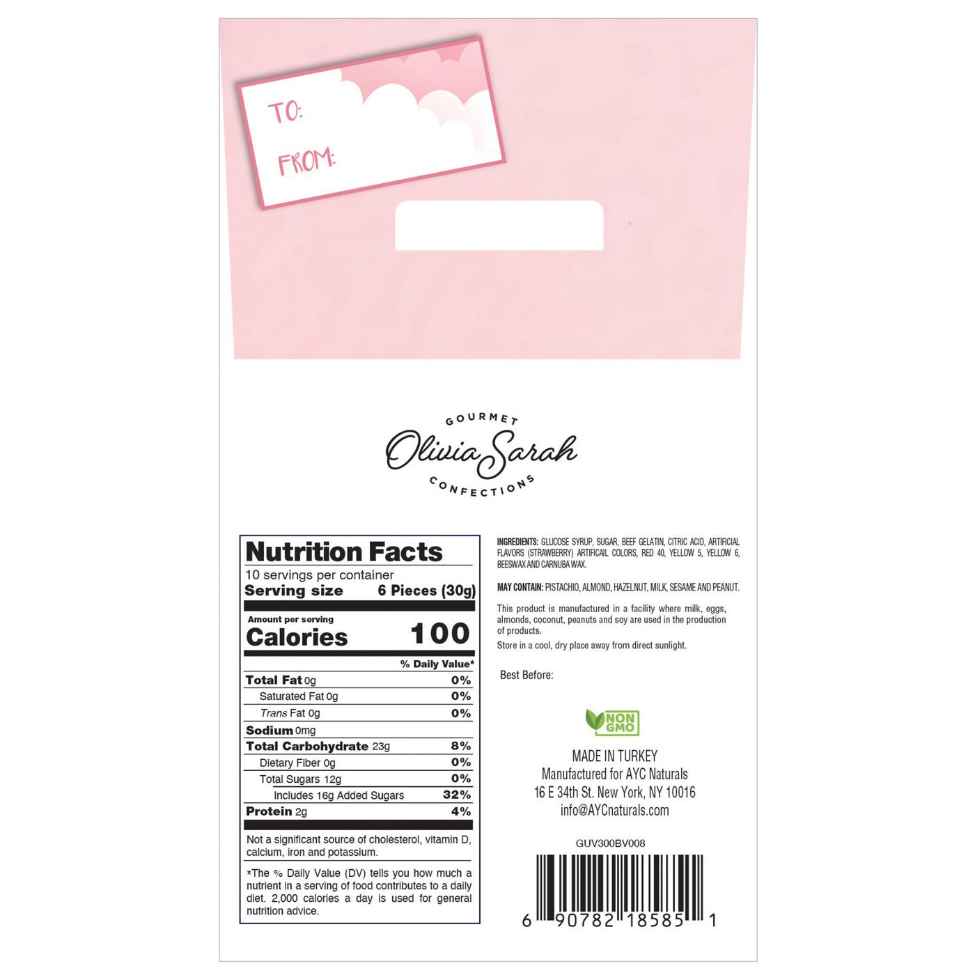 Olivia Sarah Strawberry Flavor Sour Hearts Gummy Valentine's Candy ...