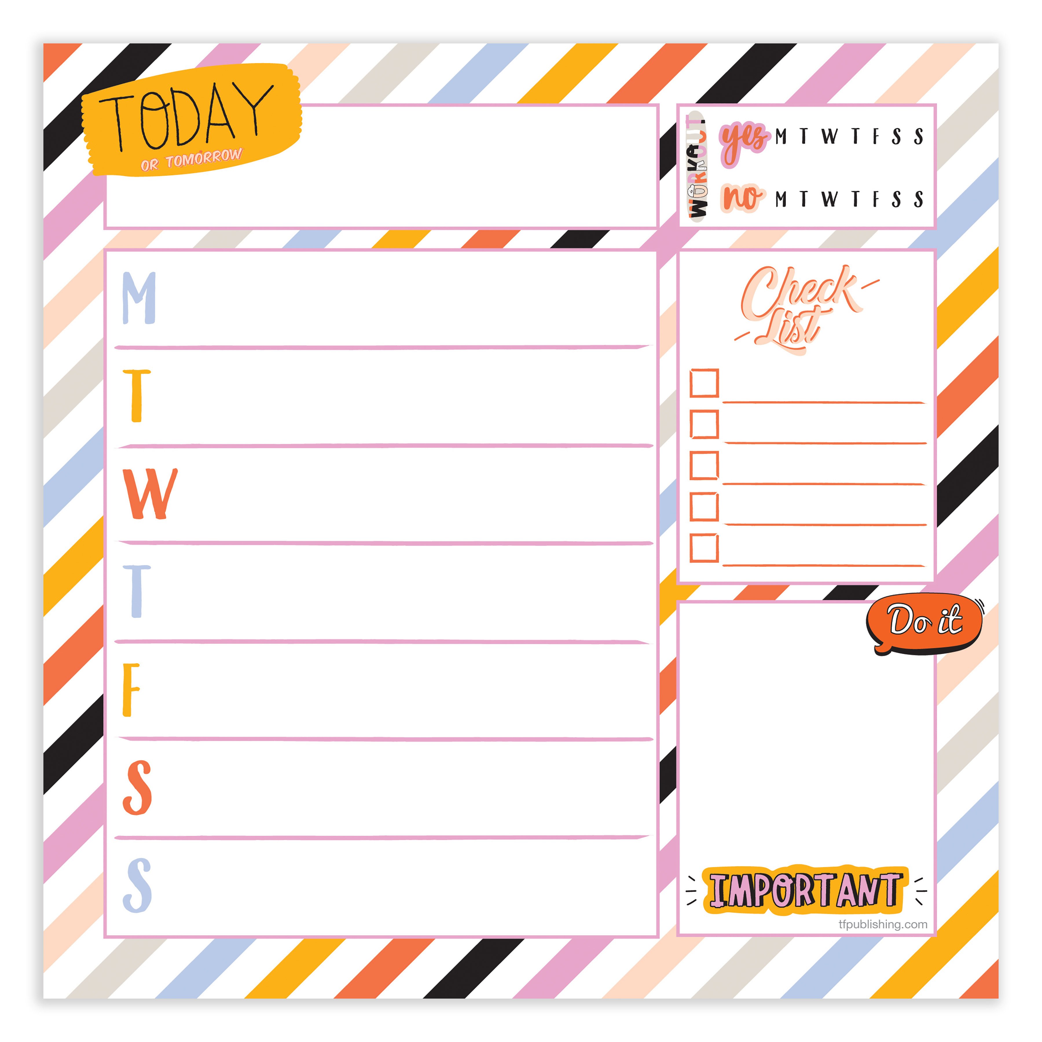 TF Publishing Super Stripe Weekly Square Memo Mouse Pad - Shop Planners ...