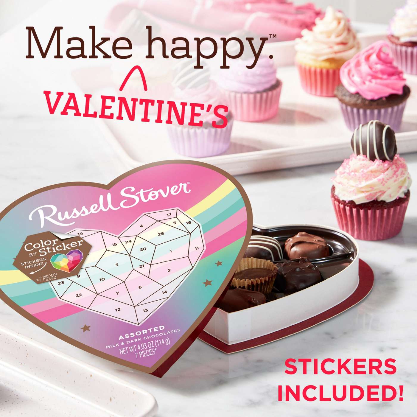 Russell Stover Color by Sticker Assorted Chocolates Valentine's Heart ...