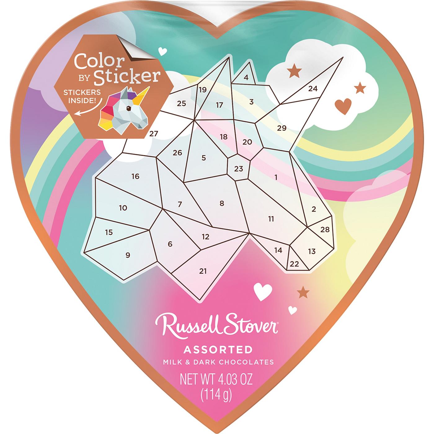 Russell Stover Color by Sticker Unicorn Assorted Chocolates Valentine's ...