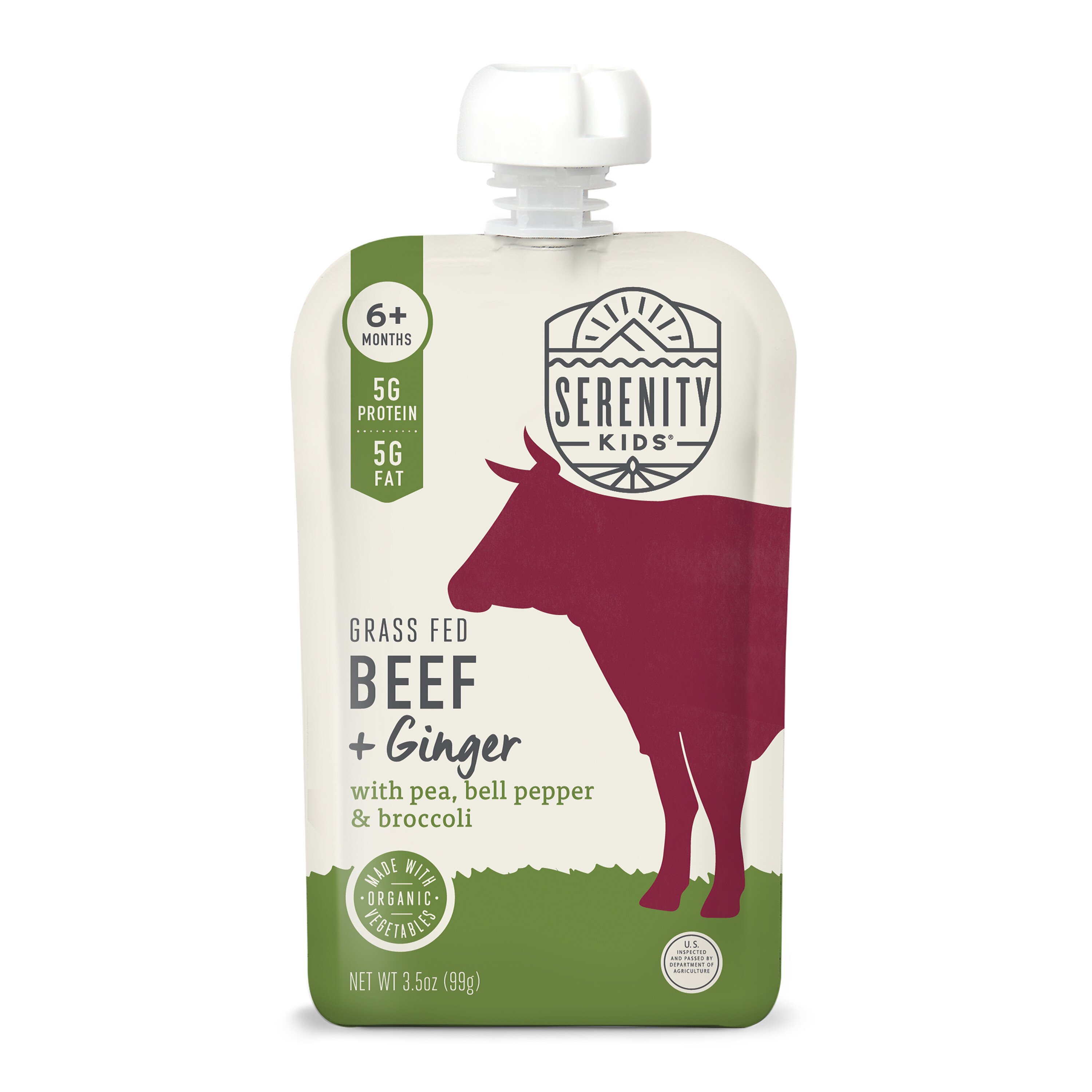 Serenity Kids Baby Food Pouch - Grass Fed Beef And Ginger Puree, 3.5 oz ...