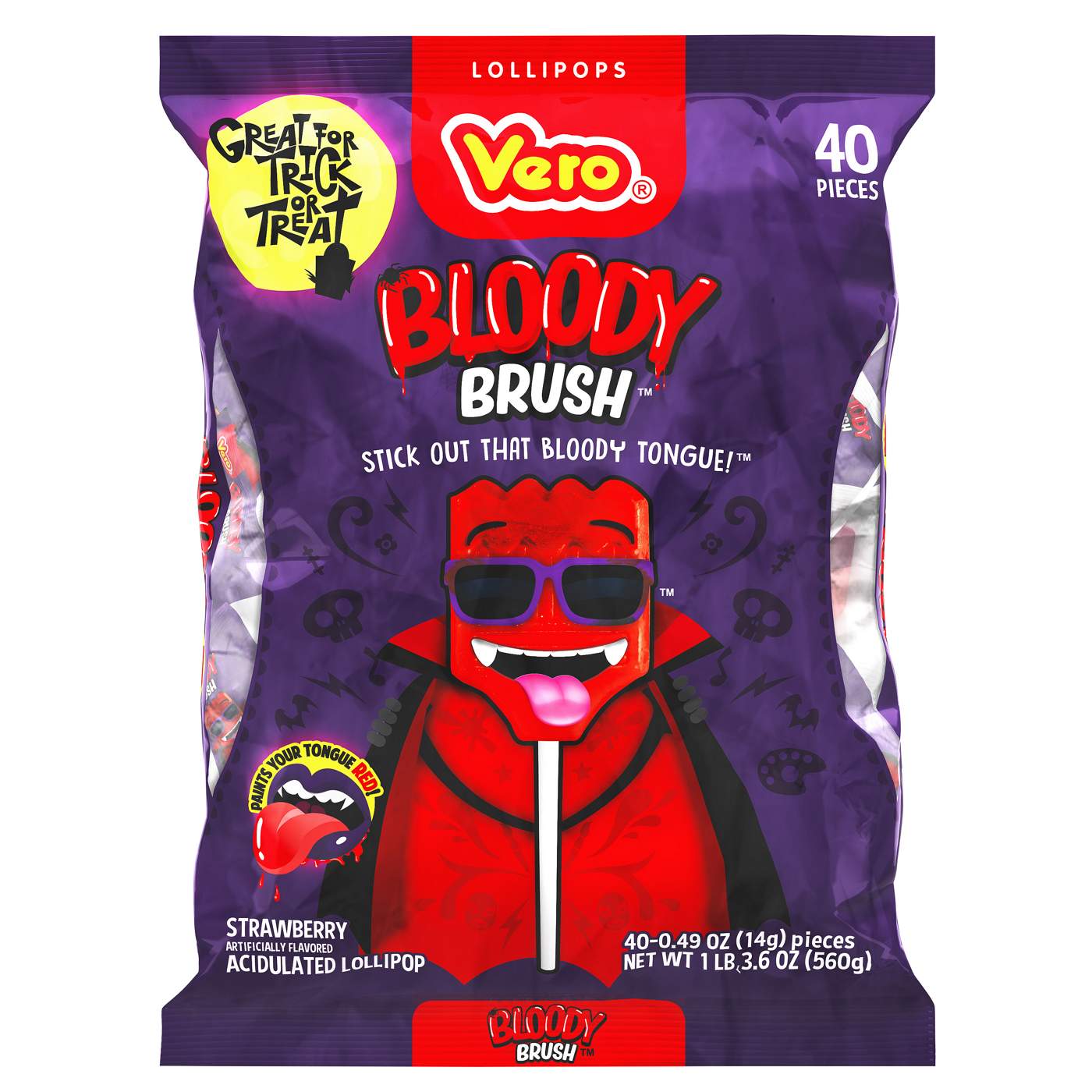 Vero Strawberry Flavor Bloody Brush Halloween Lollipops - Shop Candy at ...