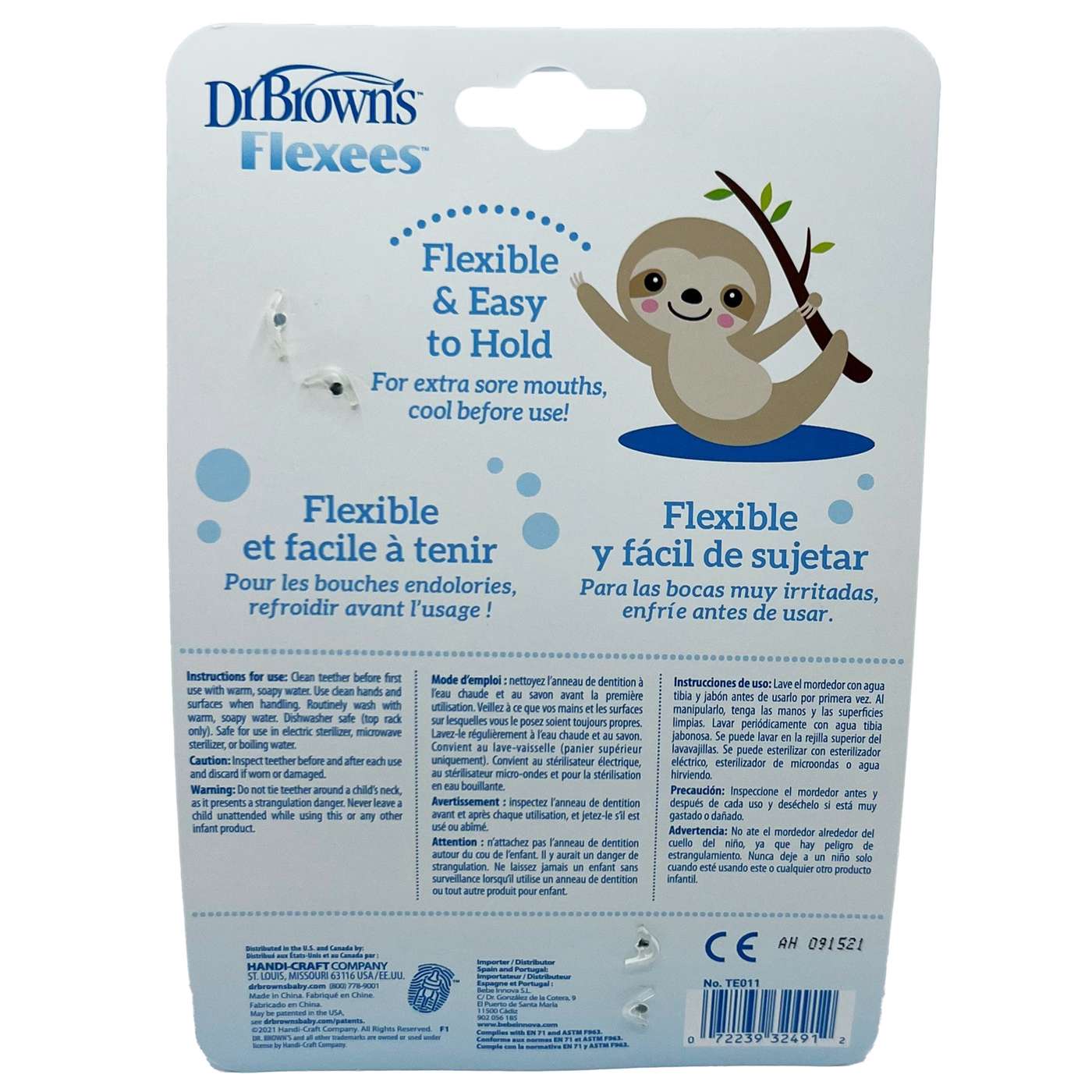 Dr. Brown's Flexees Sloth Silicone Teether - Shop Teething at H-E-B