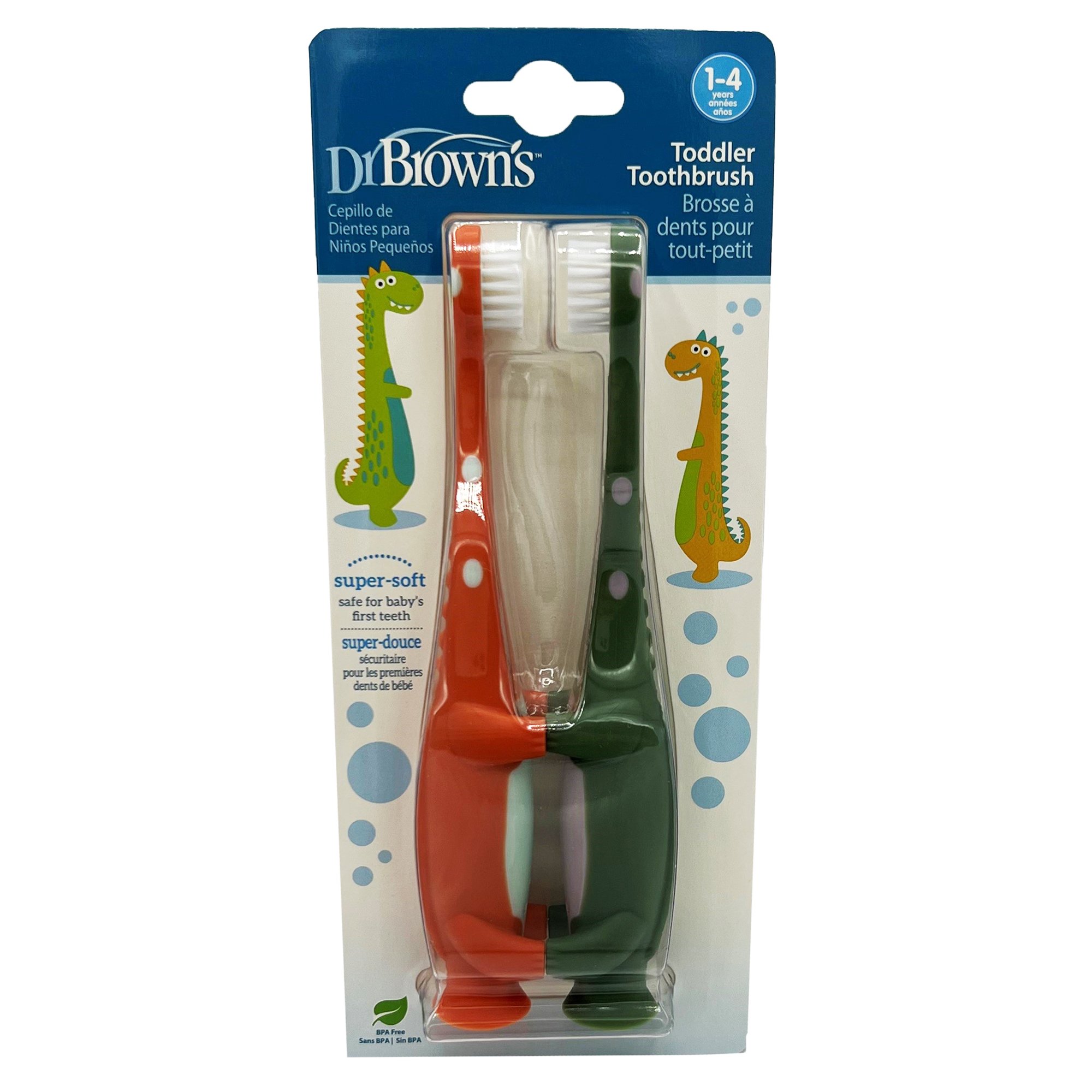 Dr. Brown's Dino Toddler Toothbrush - Green & Orange - Shop ...