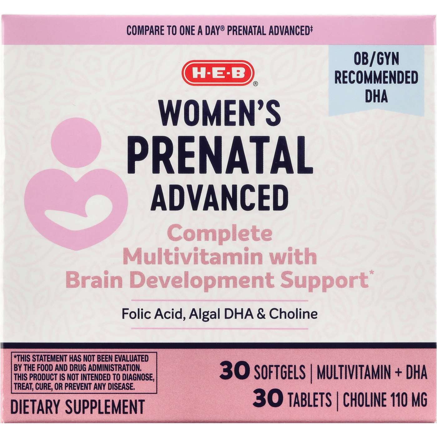 H-E-B Women's Prenatal 2-Step Combo Vitamin Pack - Shop Multivitamins ...