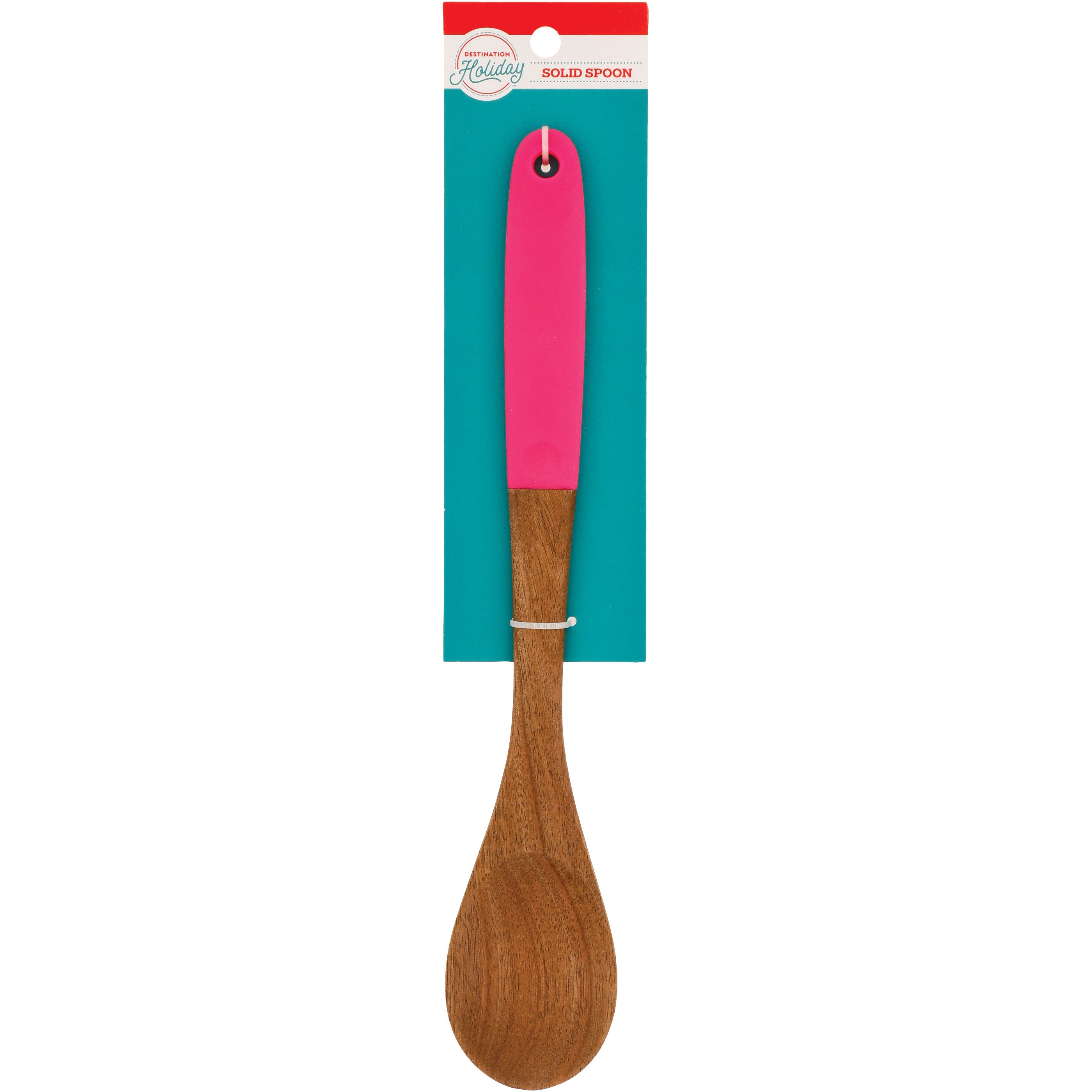 Destination Holiday Solid Wooden Spoon with Pink Handle - Shop Utensils ...