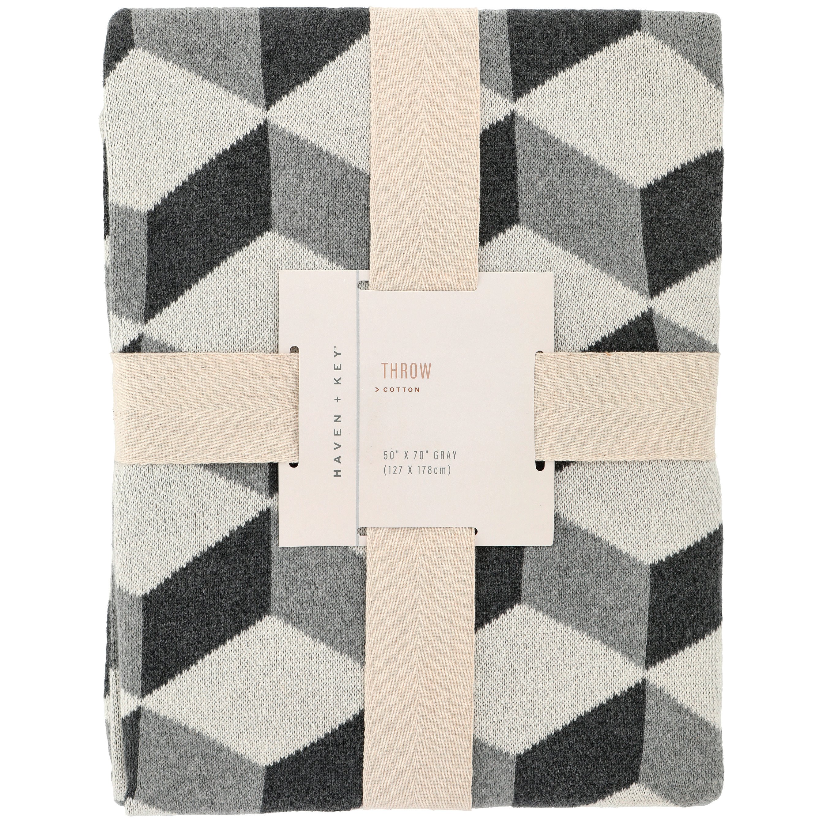 Haven + Key Diamond Pattern Cotton Throw Blanket - Gray - Shop Blankets ...