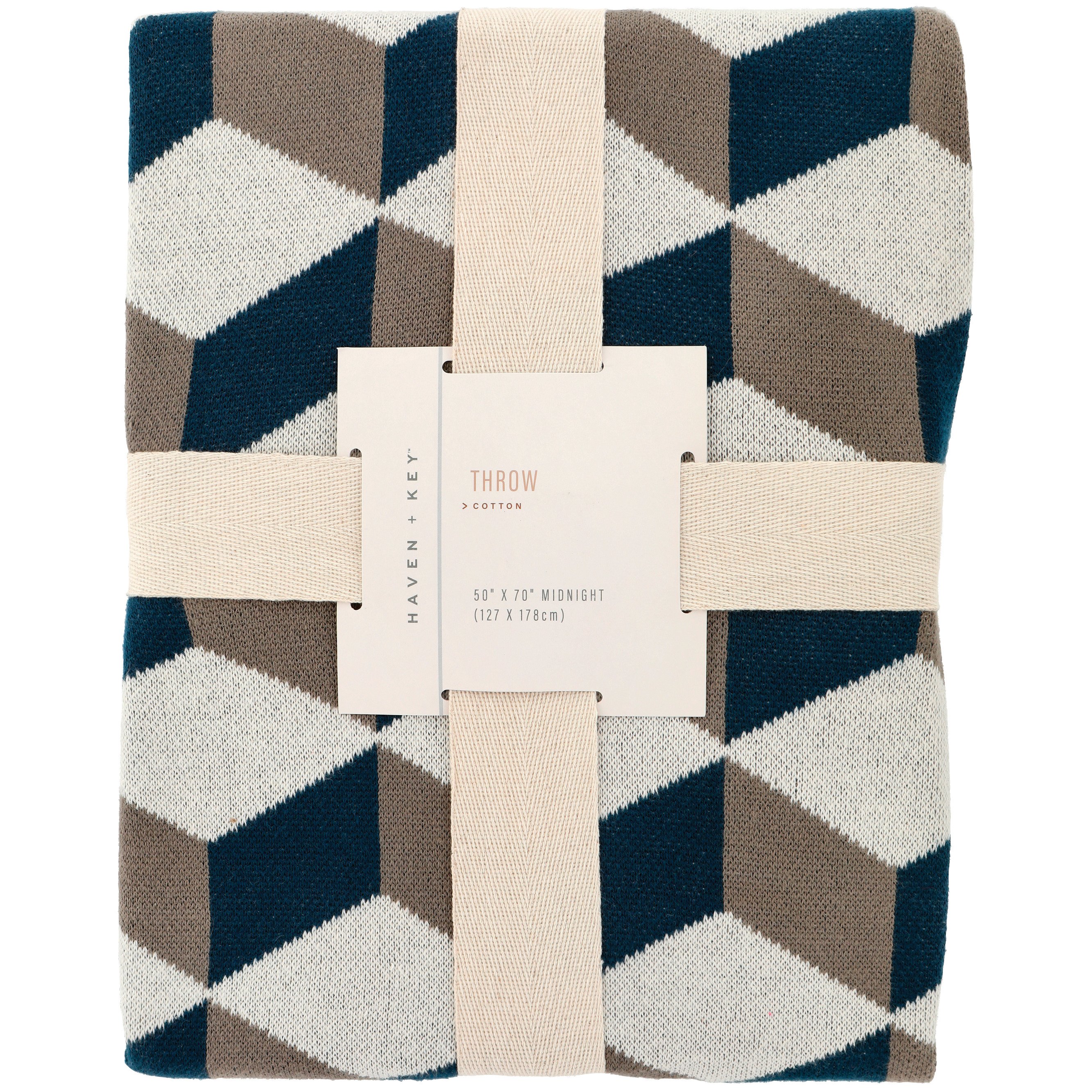 Haven + Key Diamond Pattern Cotton Throw Blanket - Midnight - Shop ...