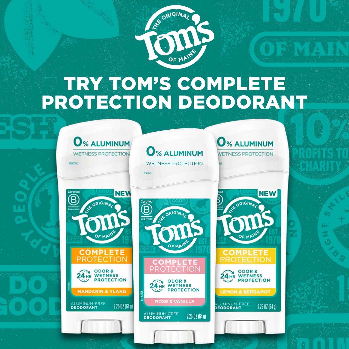 Tom's of Maine Complete Protection Aluminum-Free Deodorant - Rose ...