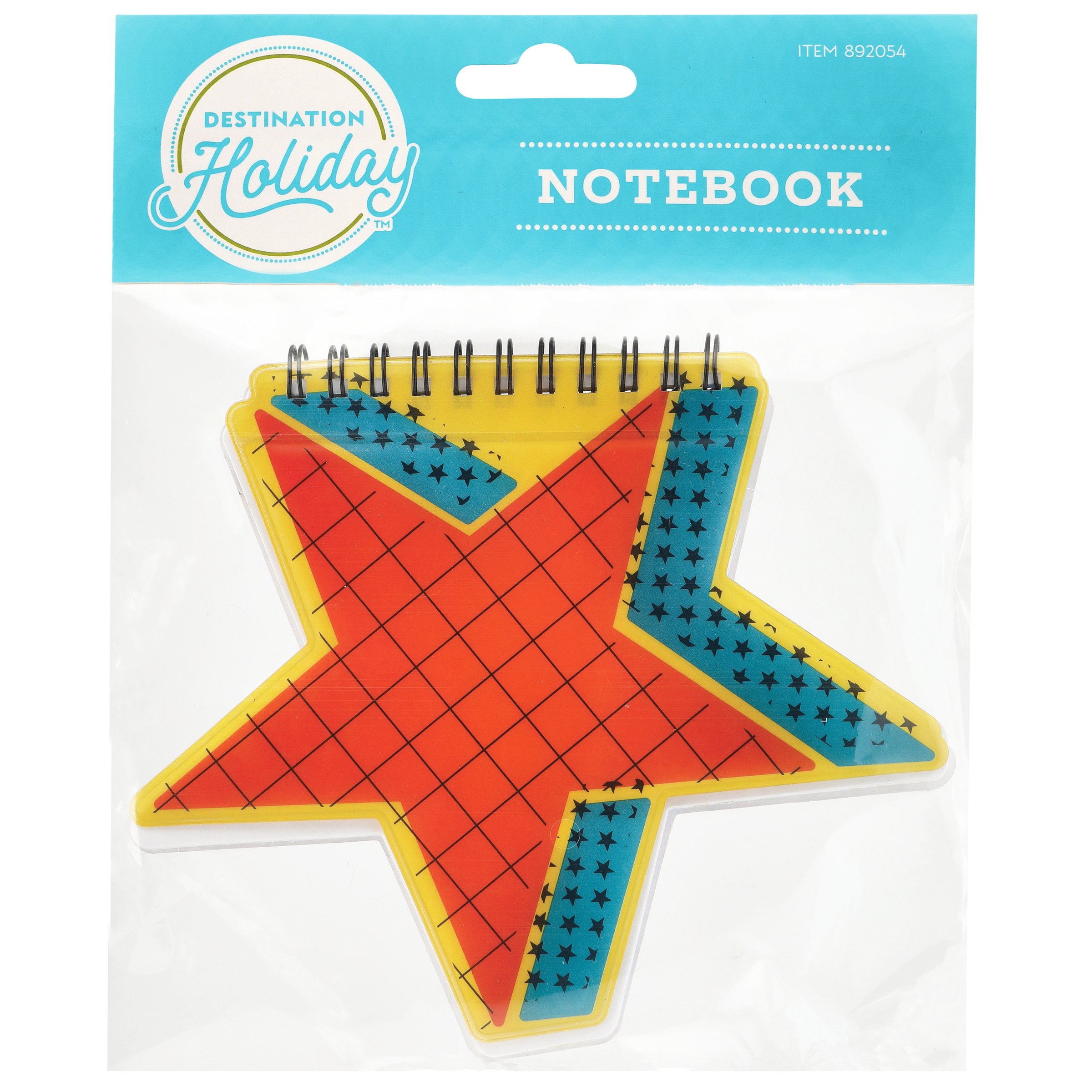 Destination Holiday Checkered Star Shape Wide Ruled Vinyl Spiral ...