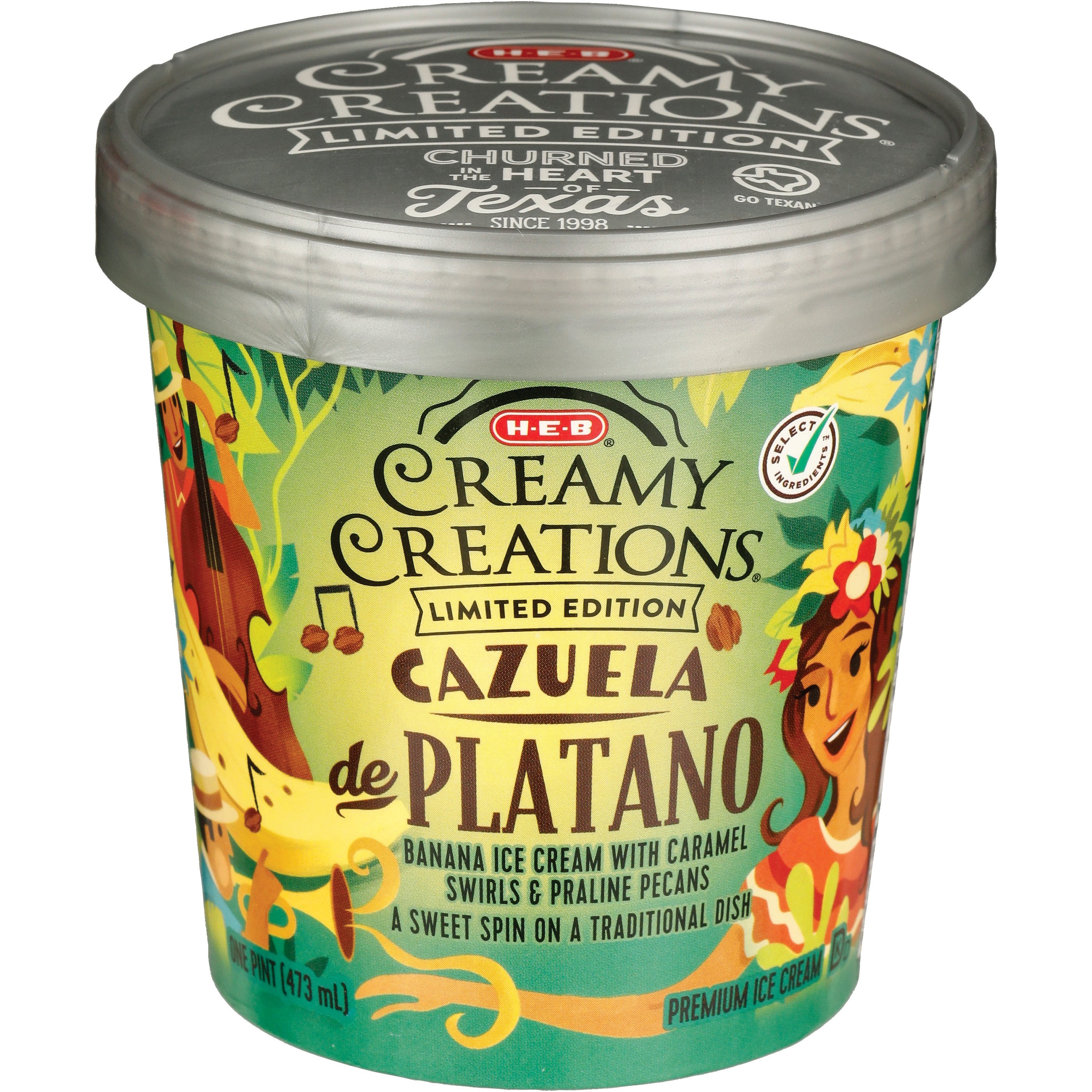 H-E-B Creamy Creations Cazuela de Platano Banana Ice Cream - Shop Ice ...