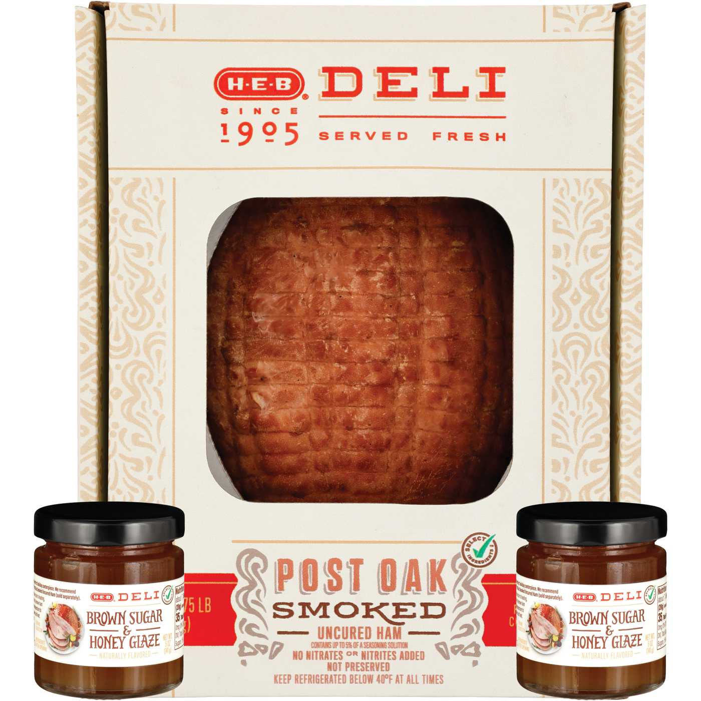 H-E-B Deli Holiday Gift Box - Fully Cooked Post Oak Smoked Uncured Ham ...