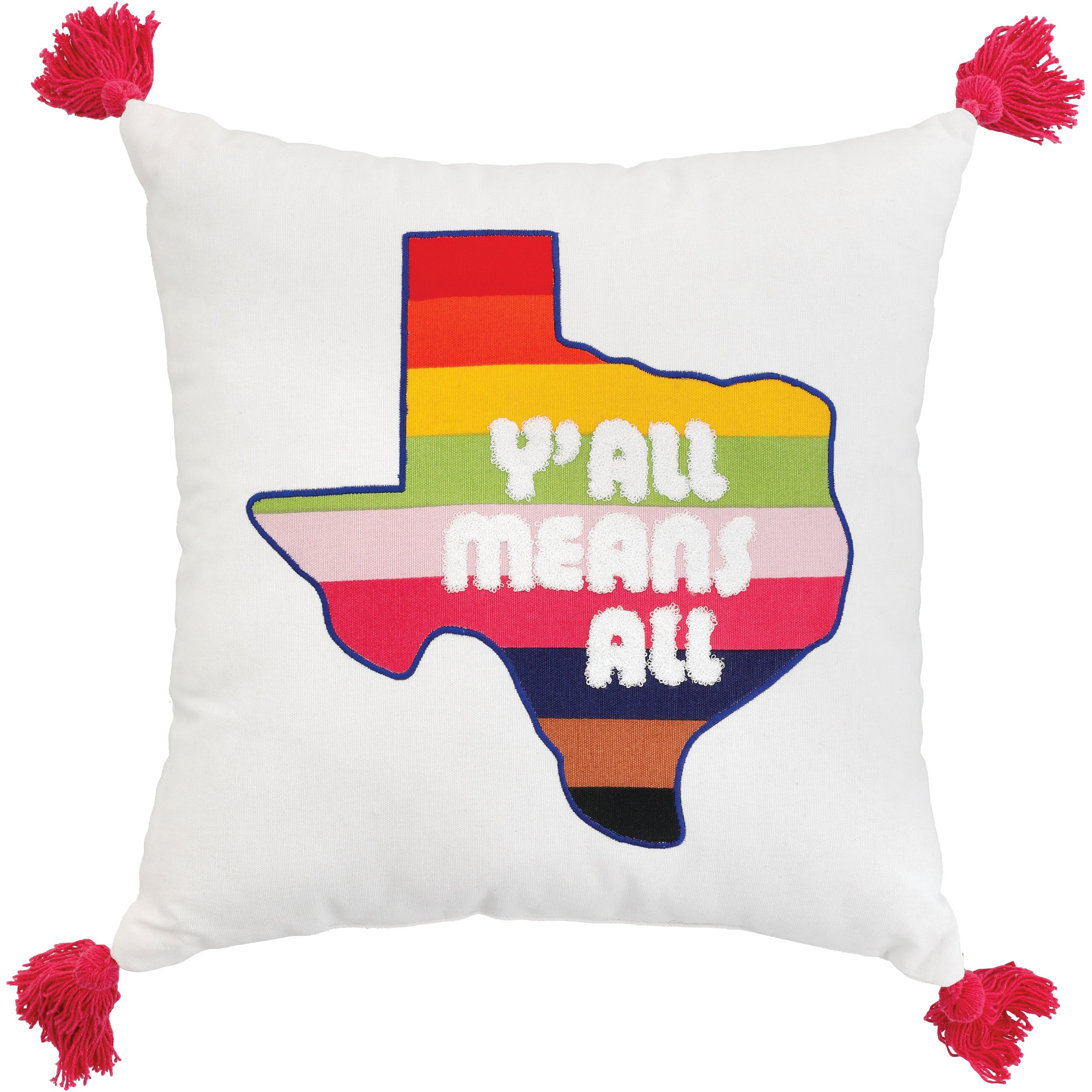 Destination Holiday Y'All Means All Texas Pride Square Throw Pillow ...