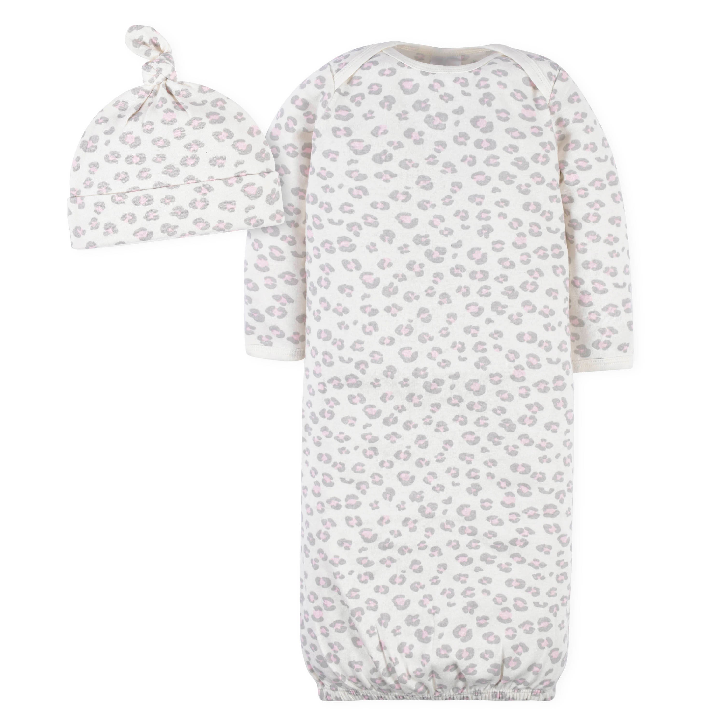 Gerber Baby Girls Leopard Gown & Cap Set, 2 pc - Shop Outfits at H-E-B