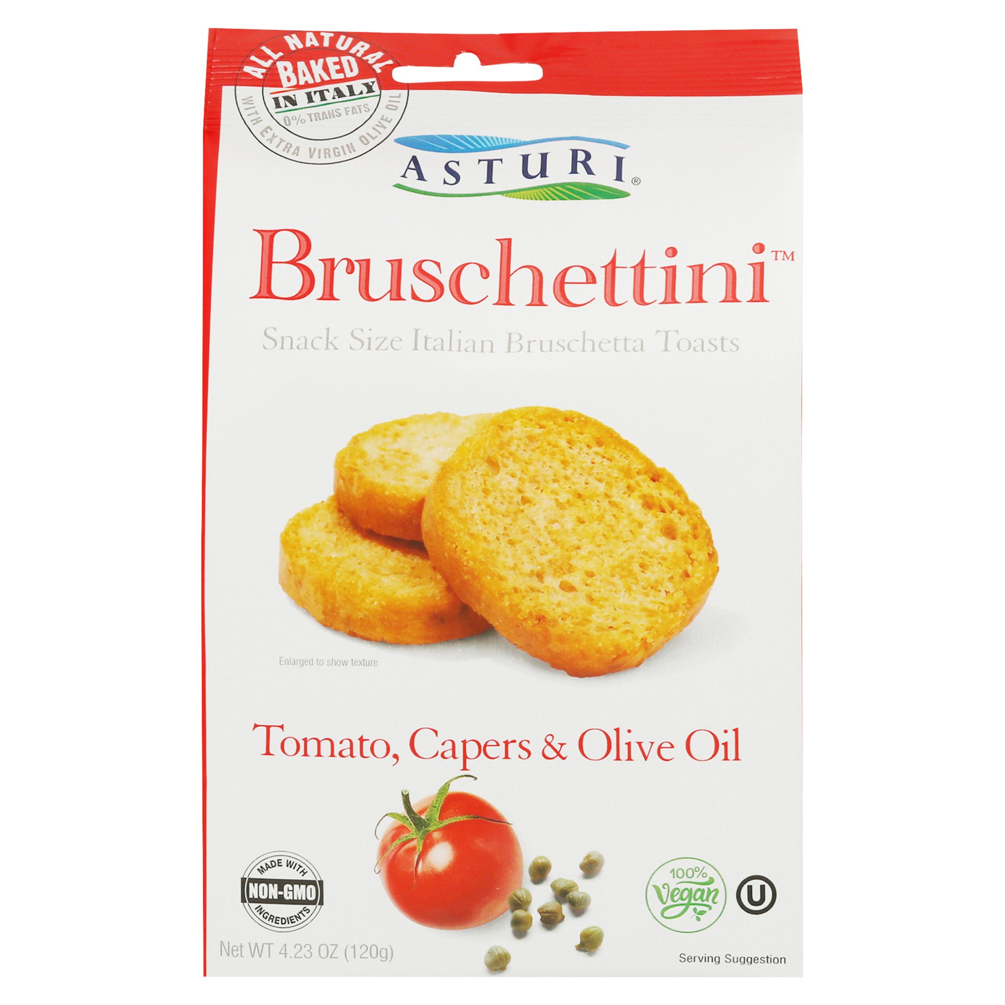 Asturi Bruschettini Tomato, Capers and Olive Oil Toasts - Shop Crackers ...