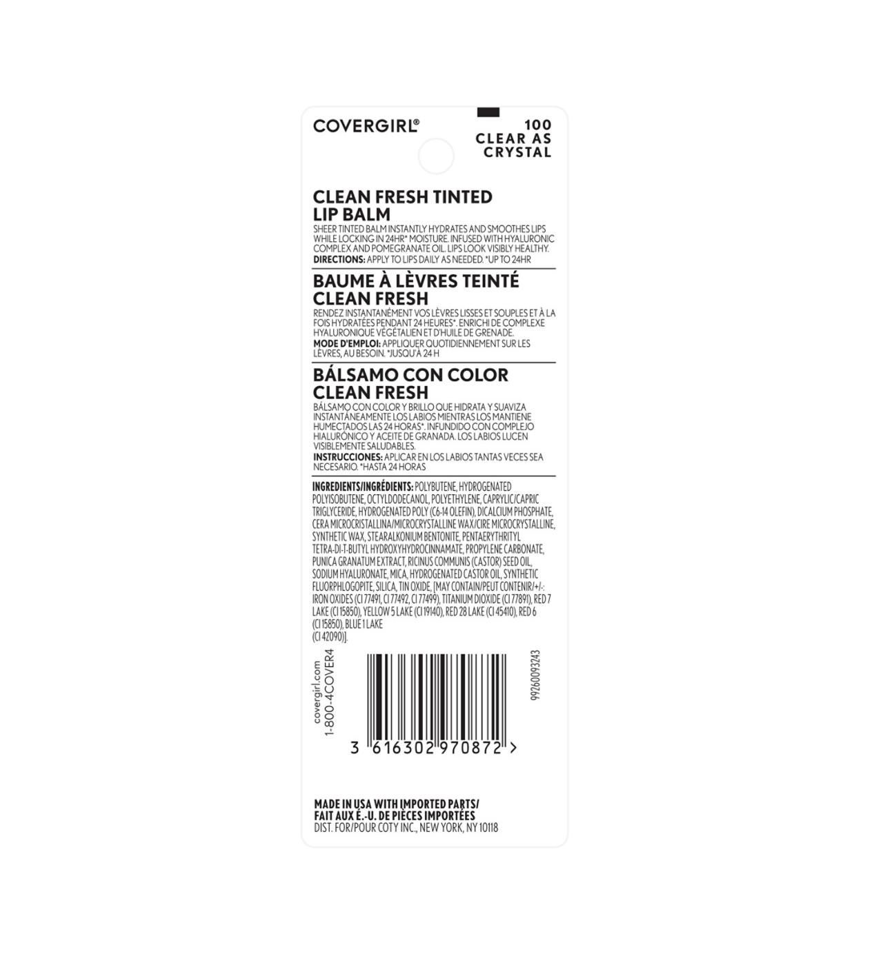 Covergirl Clean Fresh Tinted Lip Balm - Clear As Crystal - Shop Lip ...