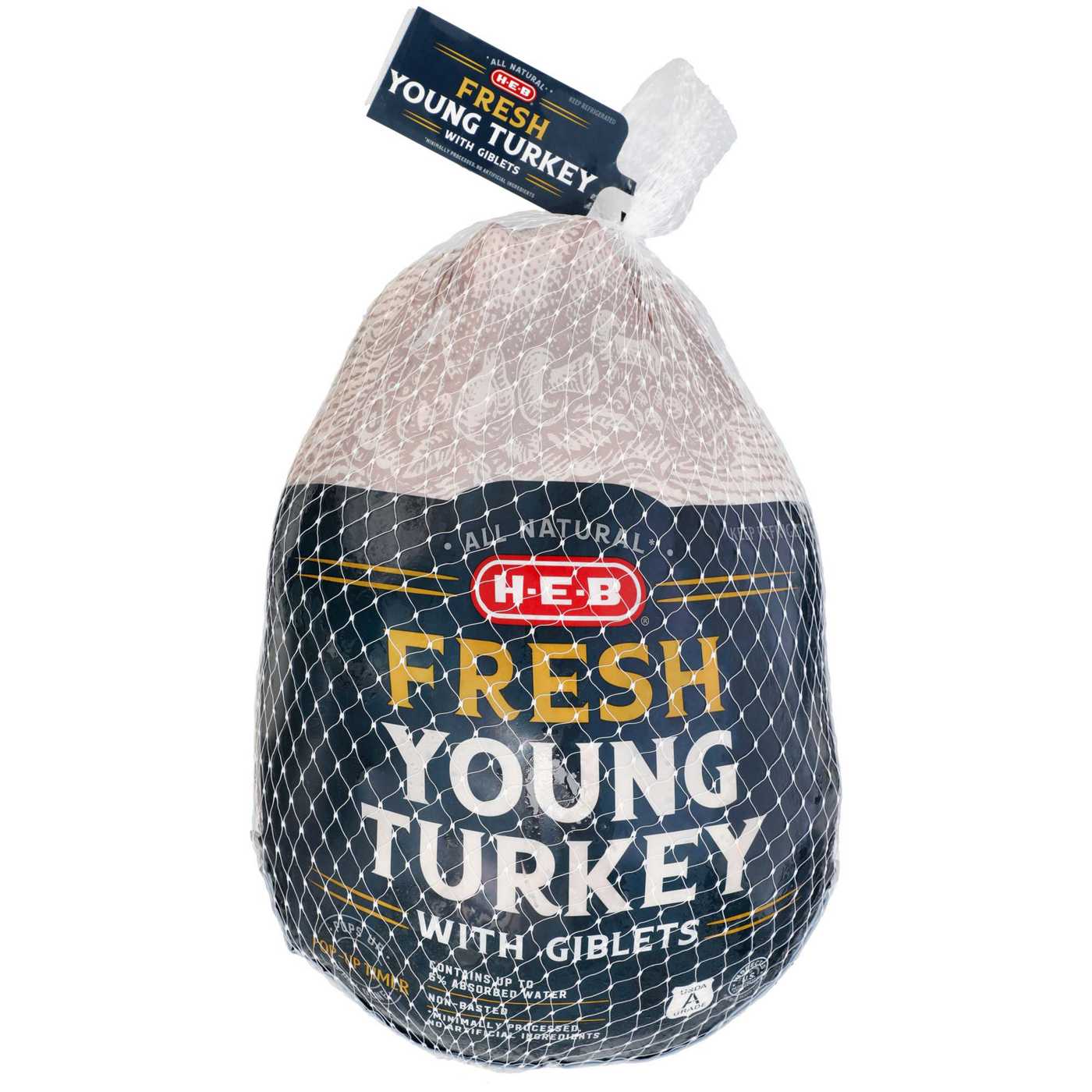H-E-B Fresh All Natural Whole Young Turkey, 20 - 24 lbs - Shop Turkey ...