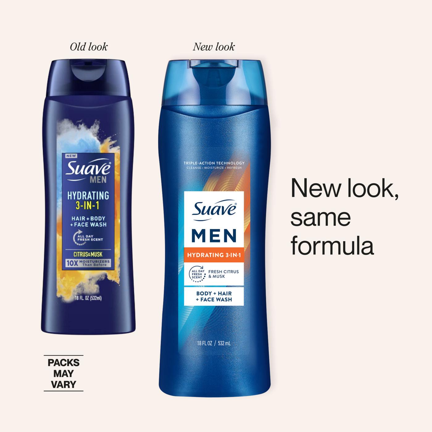 Suave Men 3 in 1 Mens Body Wash, Hair, Face and Body Wash - Citus ...